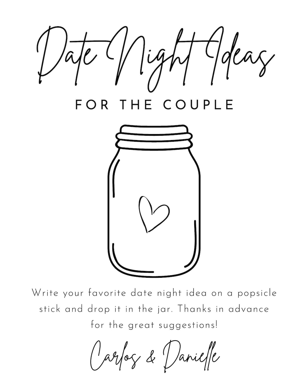 Editable - Date Night Jar Wedding Sign (digital Template) - Etsy