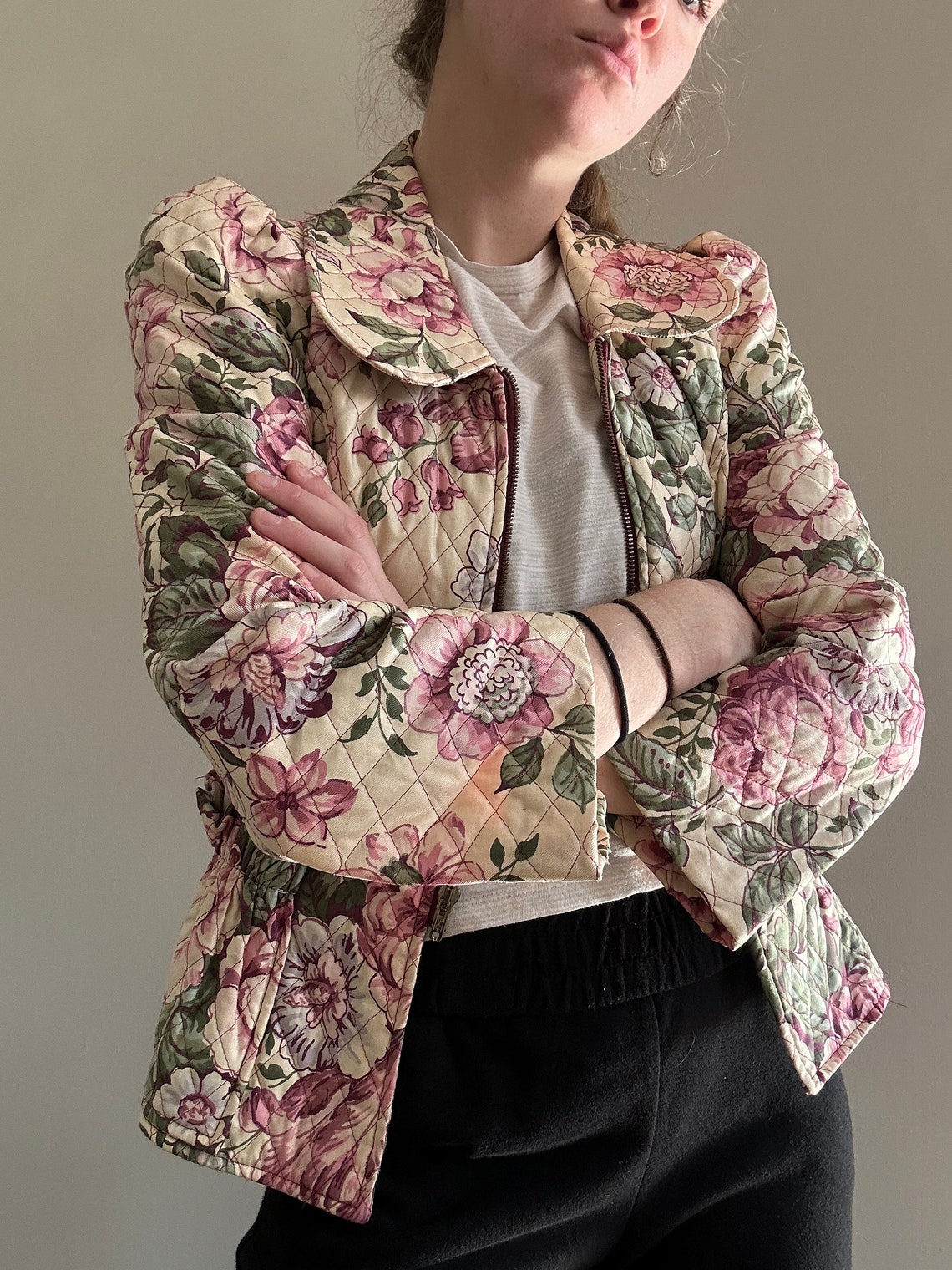 Vintage Women’s Floral Quilt Jacket - Etsy