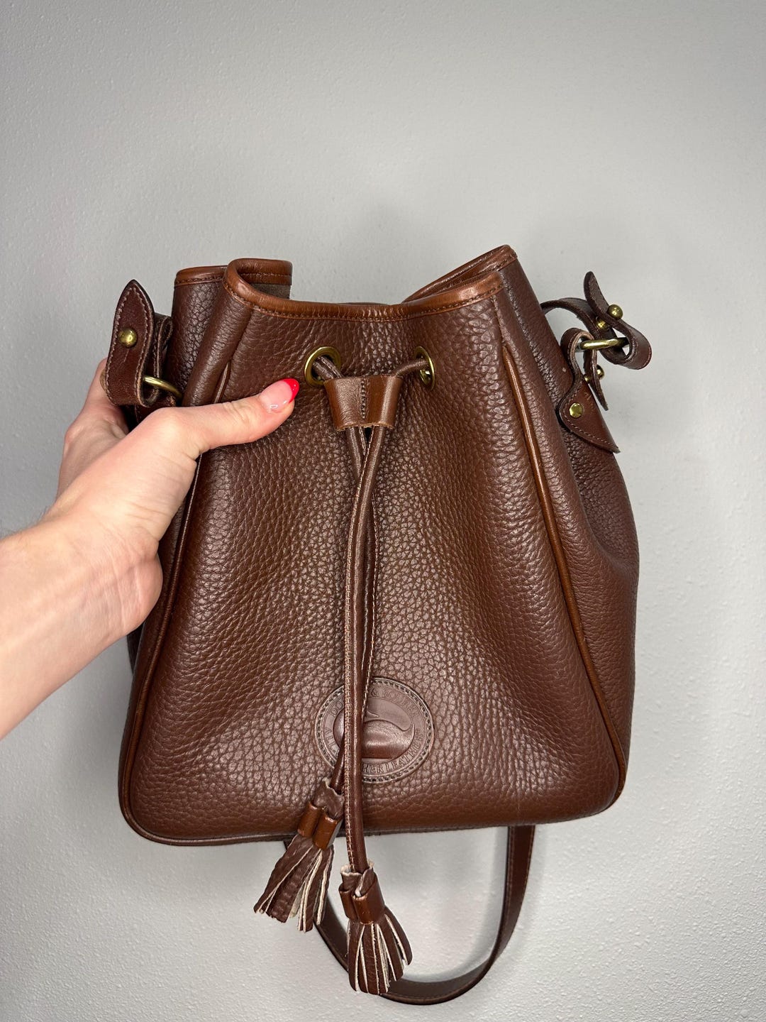 Vintage Brown Leather Dooney & Bourke Drawstring Bucket Bag - Etsy