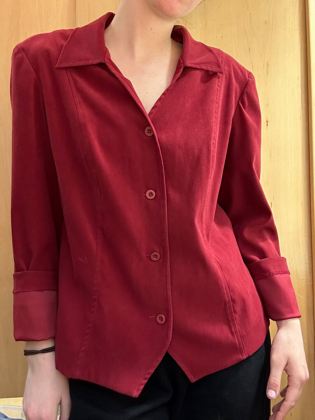 Vintage Women’s Red Button Down Blouse - Etsy