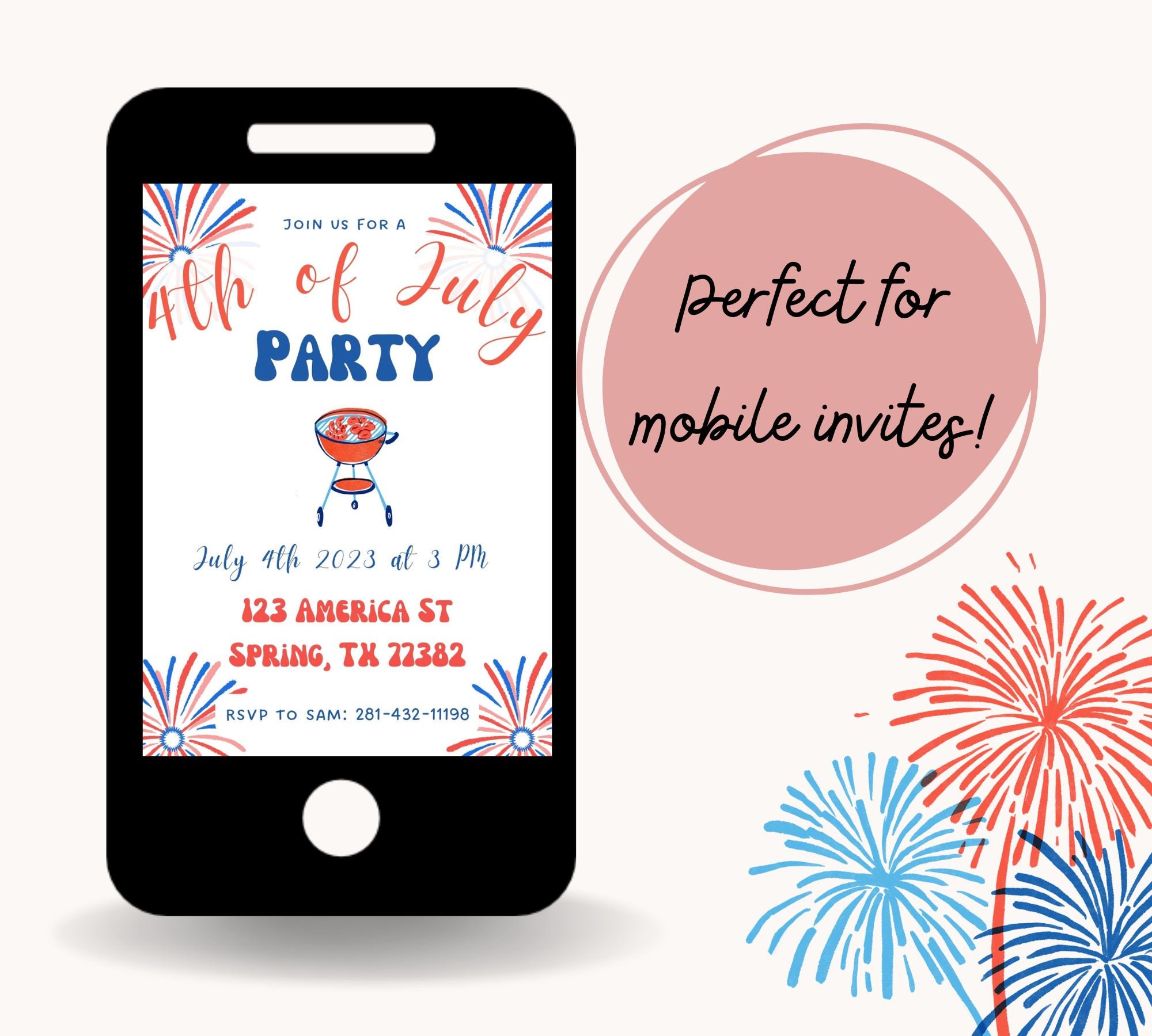 4th of July Invitation, Fourth of July Template, 4th of July Instant ...
