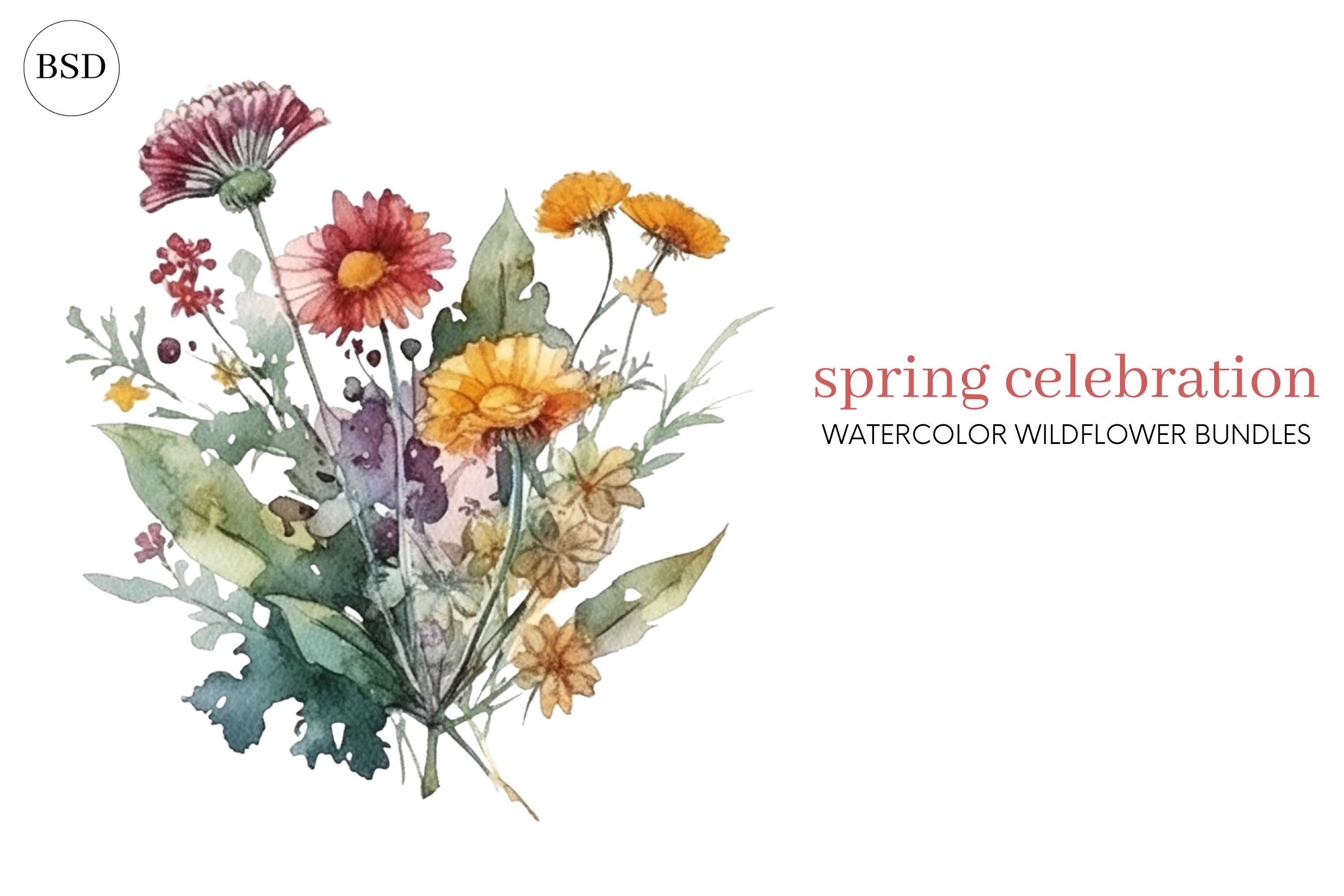 Wildflower Bundle Watercolor Clipart Botanical Wild Flower Clip Art ...