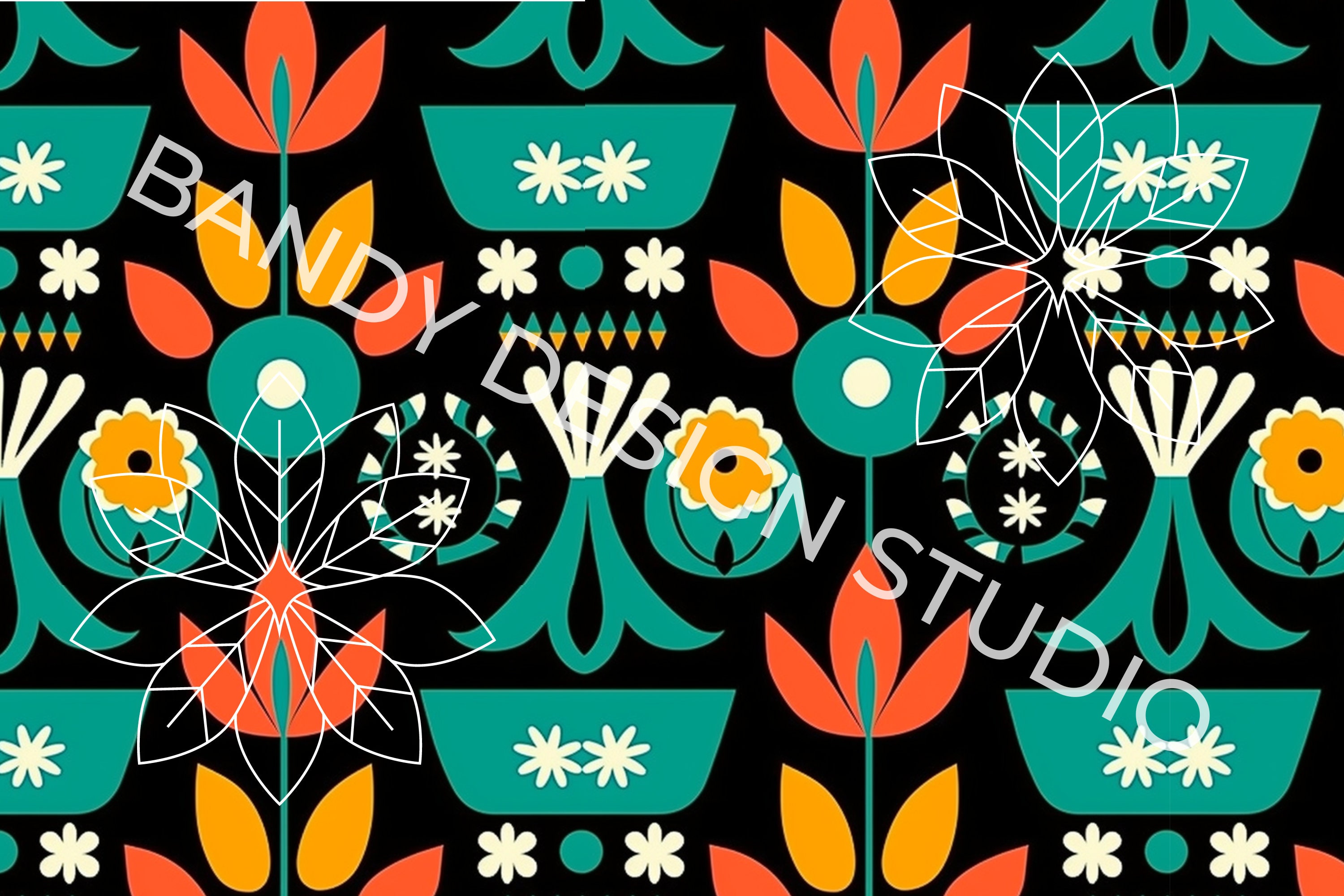 Modern Scandinavian Digital Papers Scandinavian Florals Commercial Use ...