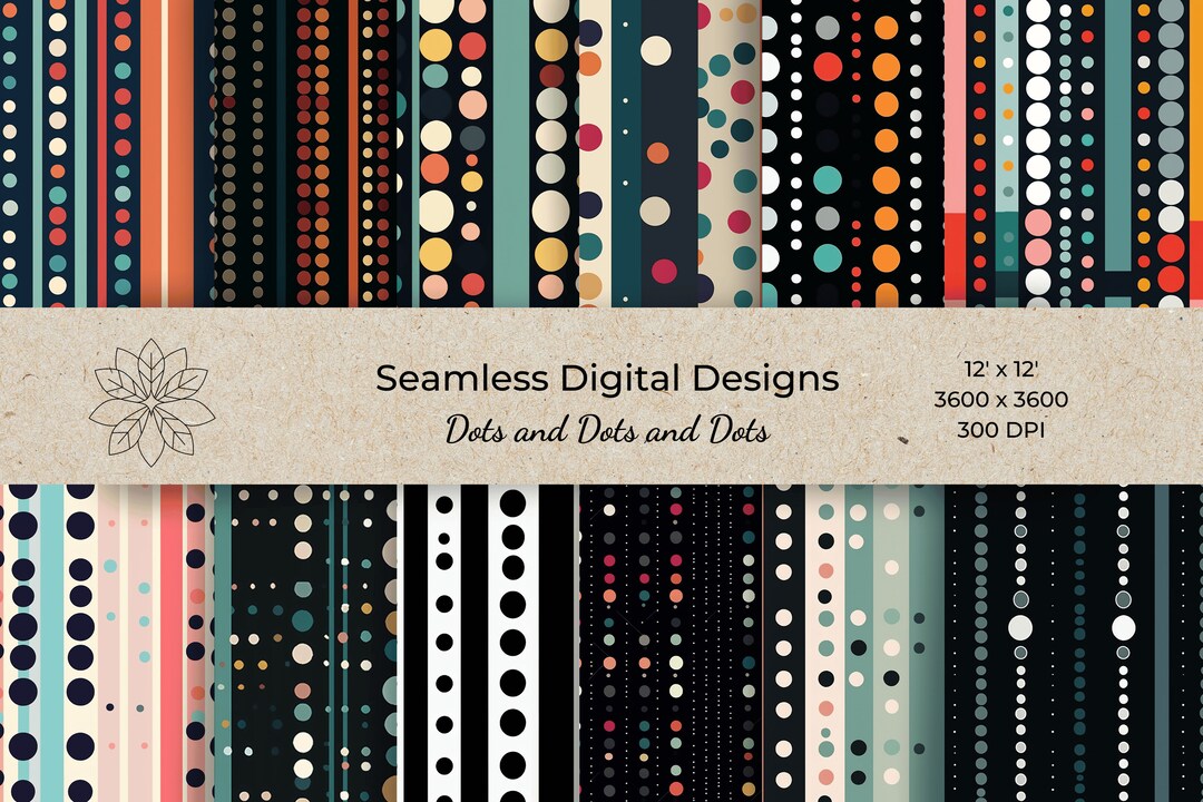 Modern Dots Digital Papers Commercial Use Polka Dot Scrapbook Paper ...