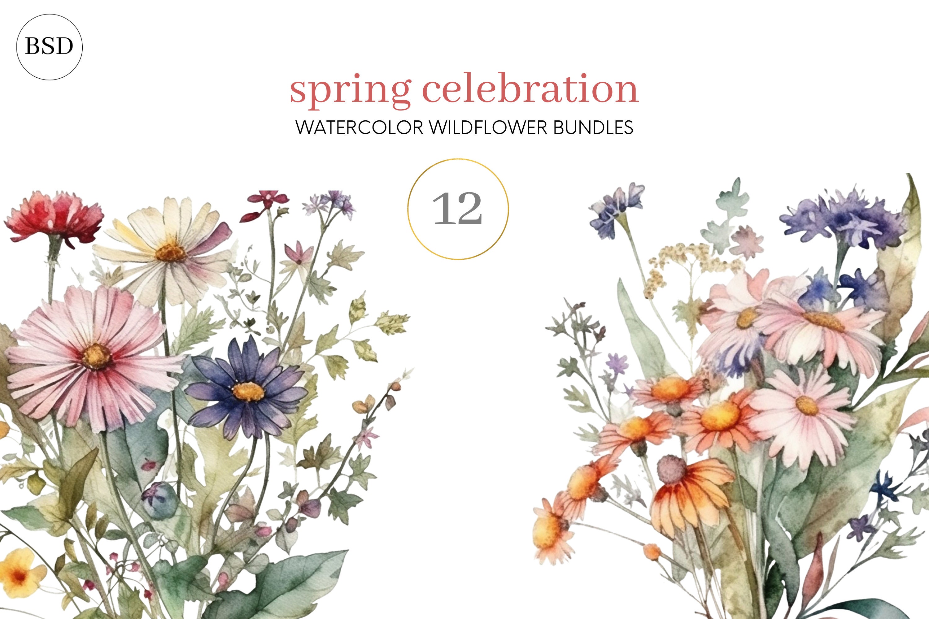 Wildflower Bundle Watercolor Clipart Botanical Wild Flower Clip Art ...