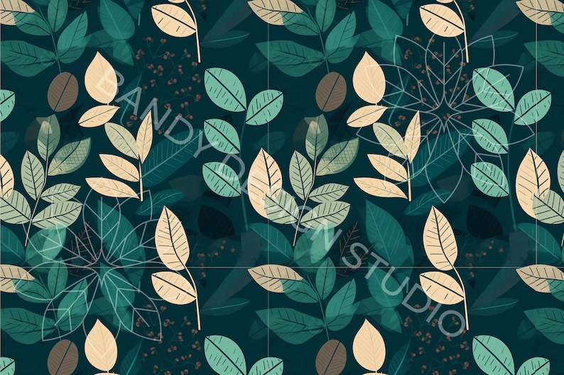 Scandi Leaf Digital Paper, Boho Seamless Pattern (digital Download) - Etsy