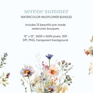 Watercolor Floral Clipart Neutral Summer Flower Clipart Serene Meadow ...