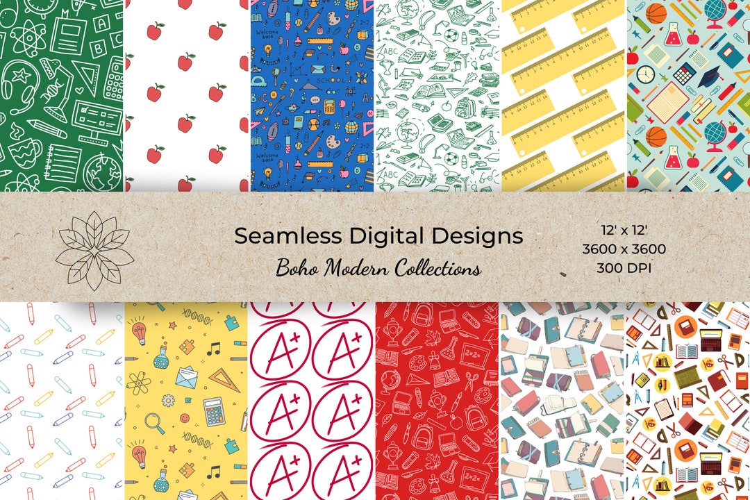 Back to School Days School Education Teacher Educator Seamless Pattern ...