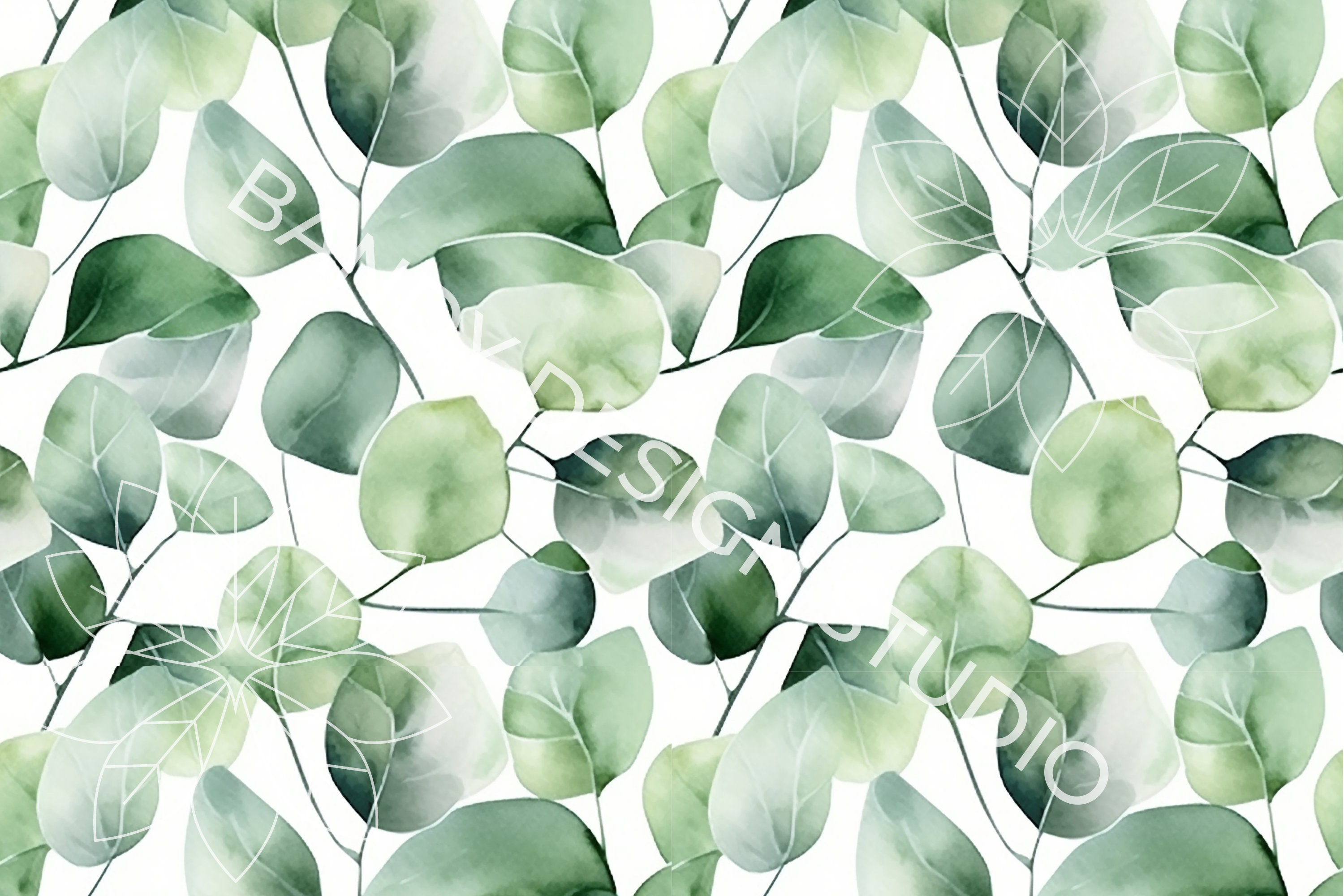 Modern Watercolor Greenery Digital Paper Muted Watercolor - Etsy