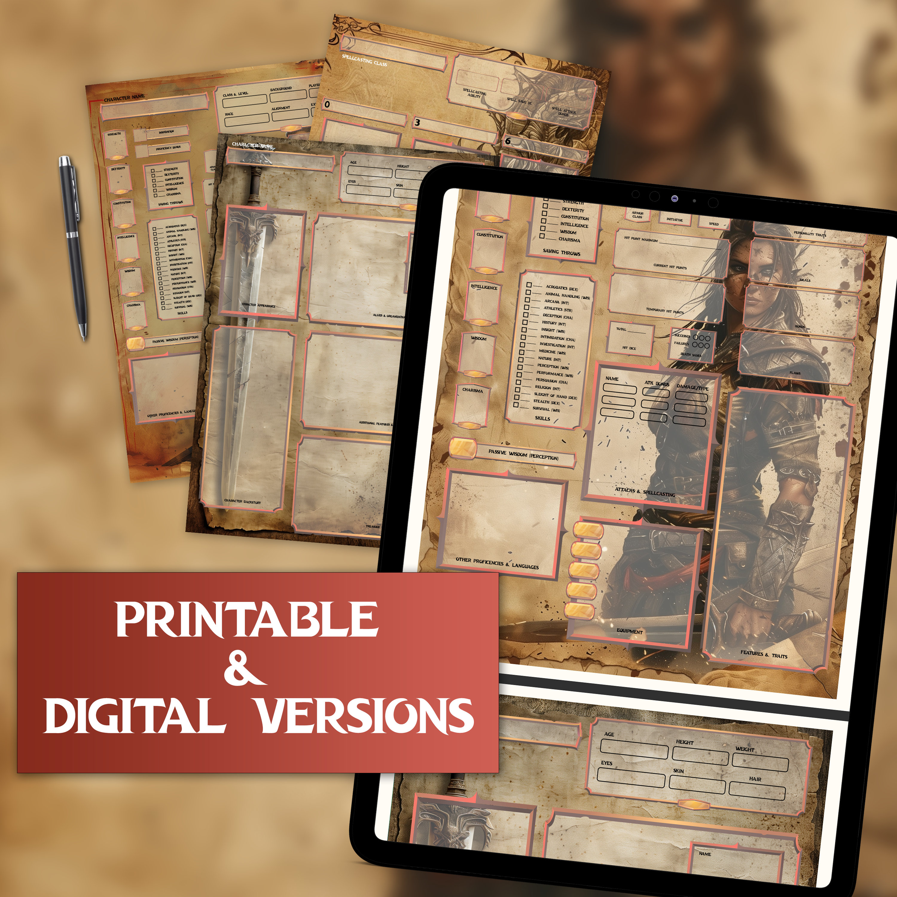 Dnd 5E Barbarian Character Sheet Digital Download, Dungeons and Dragons ...