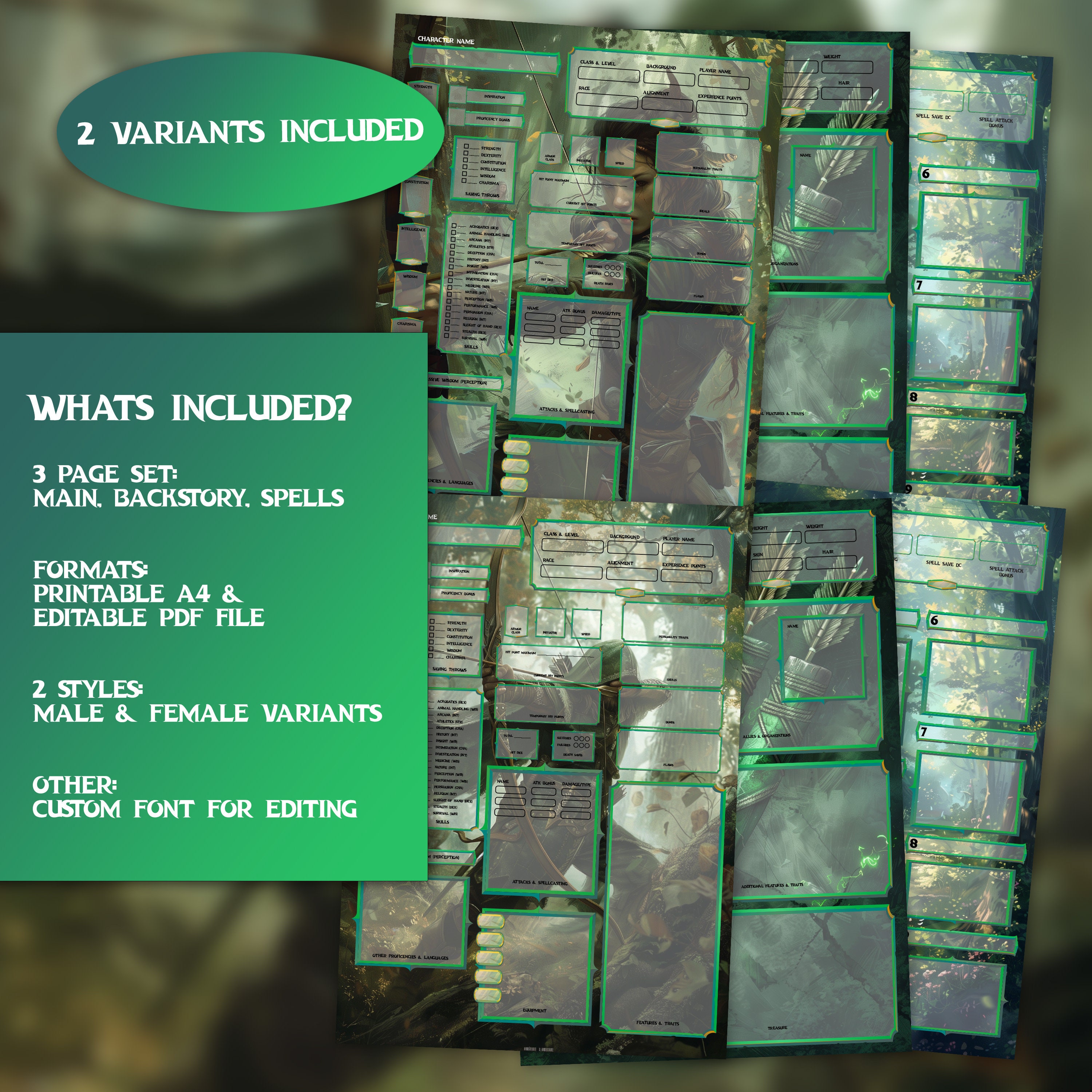 Dnd 5E Ranger Character Sheet Digital Download, Dungeons and Dragons ...