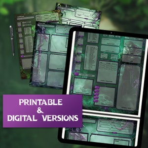 Dnd 5E Warlock Character Sheet Digital Download, Dungeons and Dragons ...