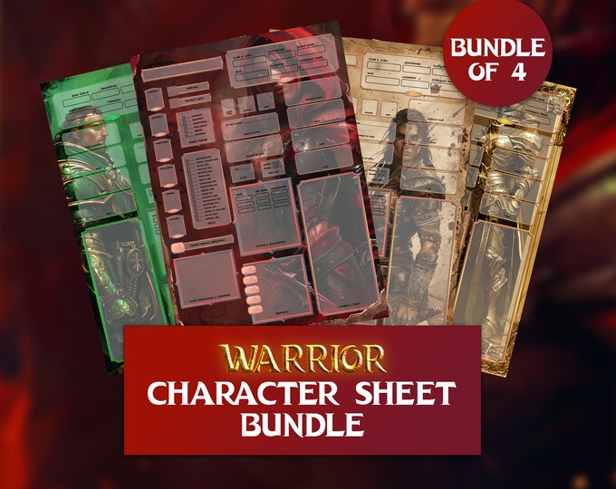 D&D 5e Warrior Character Sheet Bundle – Fillable, Printable (PDF ...