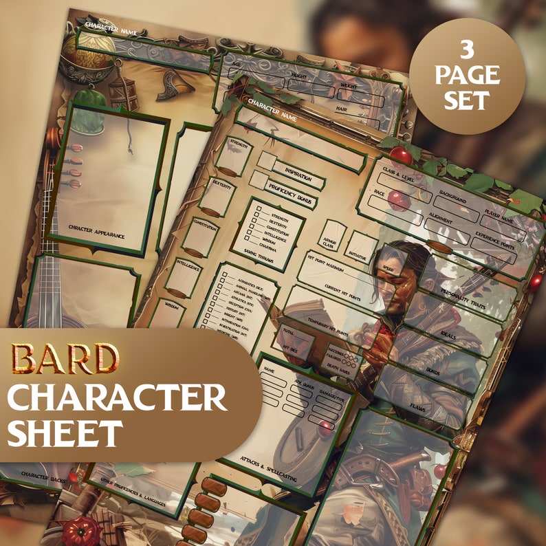 D&D 5e Character Sheet PDF Bundle – 5 Magic-themed Sheets | Wizard ...