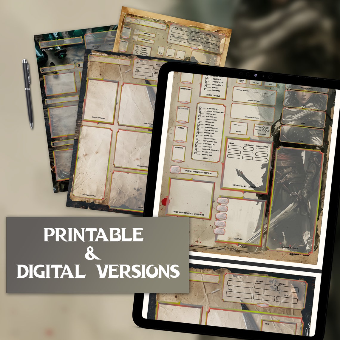 Dnd 5E Rogue Character Sheet Digital Download, Dungeons and Dragons RPG ...