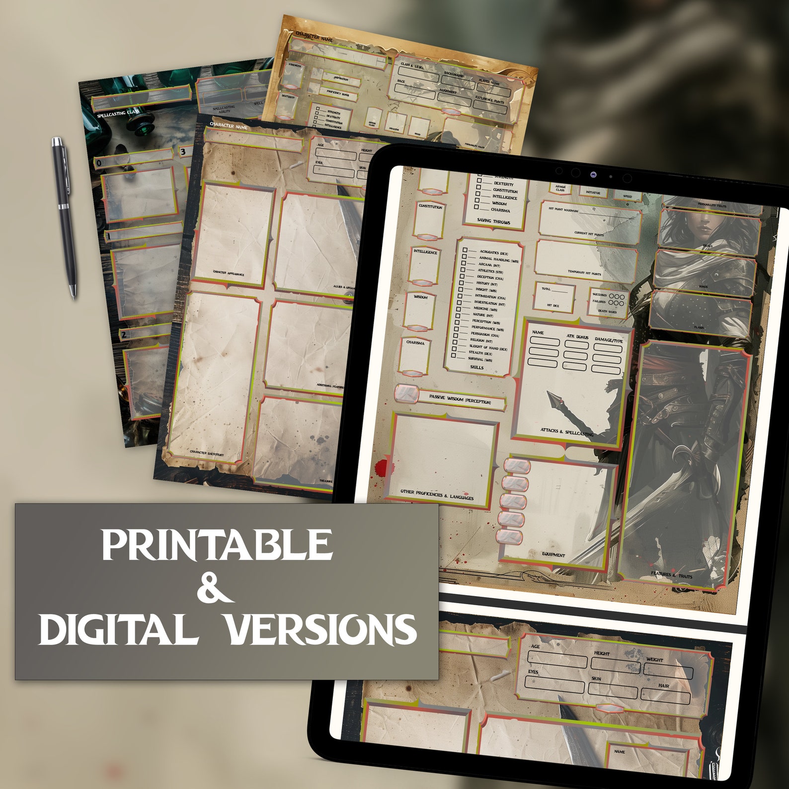 Dnd 5E Rogue Character Sheet Digital Download, Dungeons and Dragons RPG ...