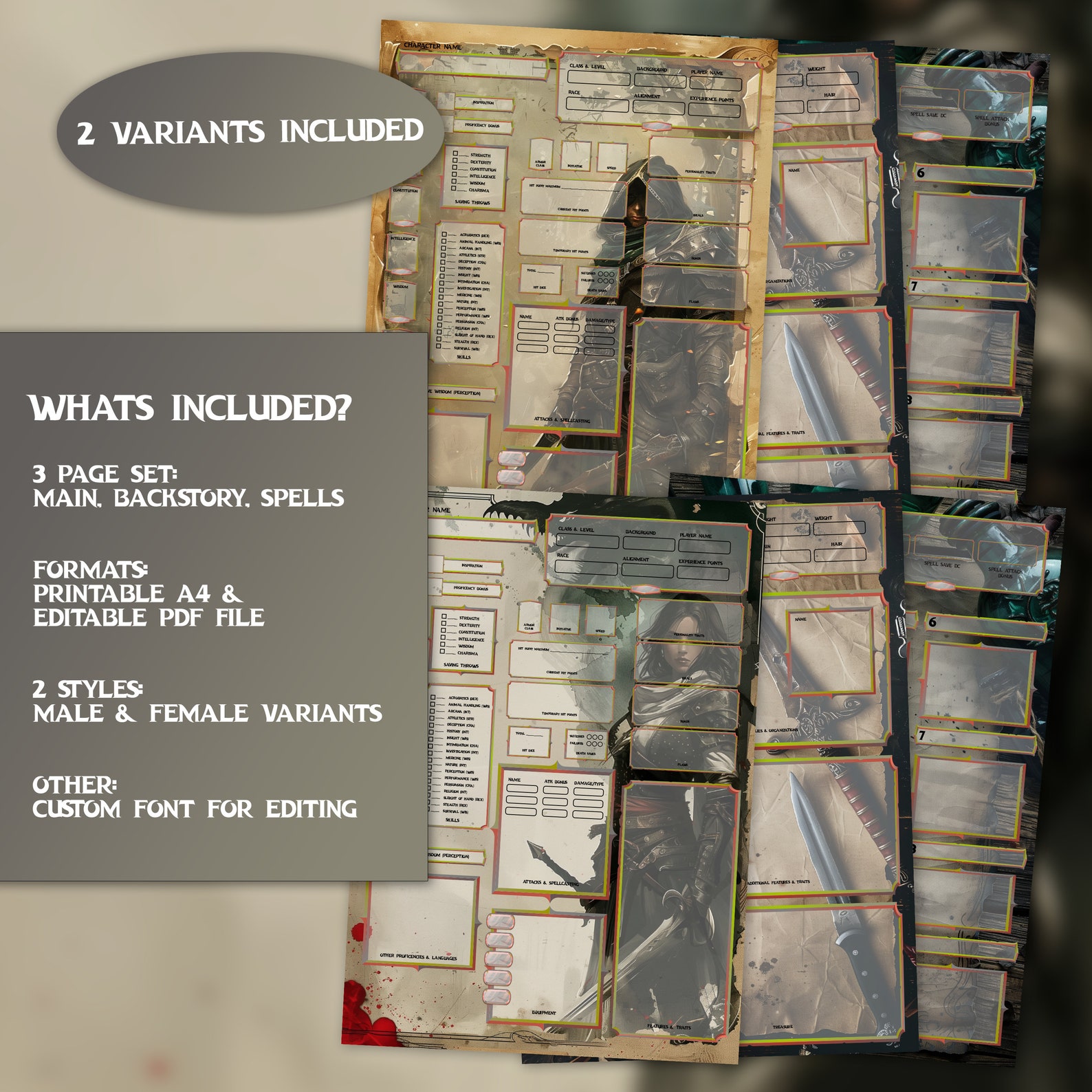 Dnd 5E Rogue Character Sheet Digital Download, Dungeons and Dragons RPG ...