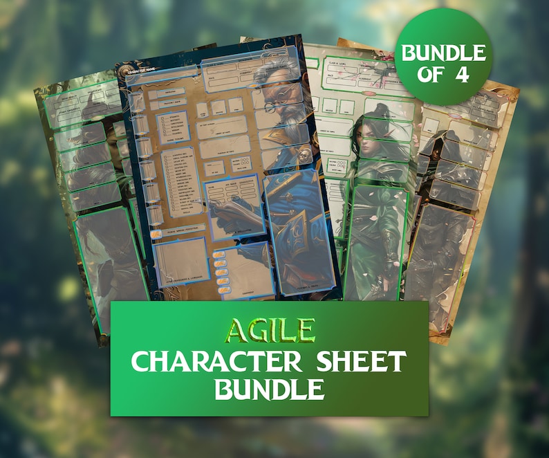 Dnd 5E Agile Set of X4 Character Sheet, Digital Download, Dungeons and ...