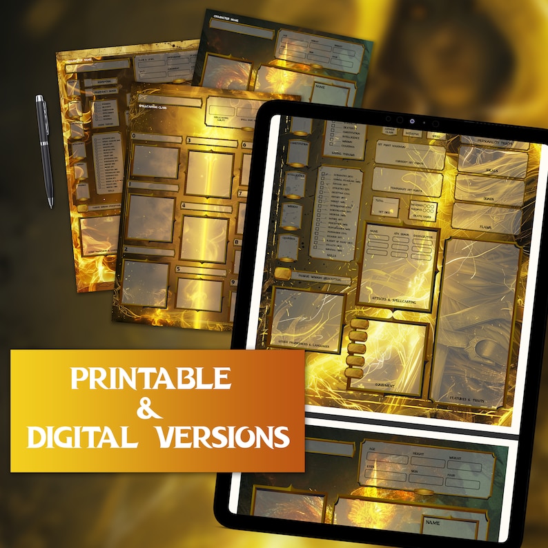 Dnd 5E Sorcerer Character Sheet Digital Download, Dungeons and Dragons ...