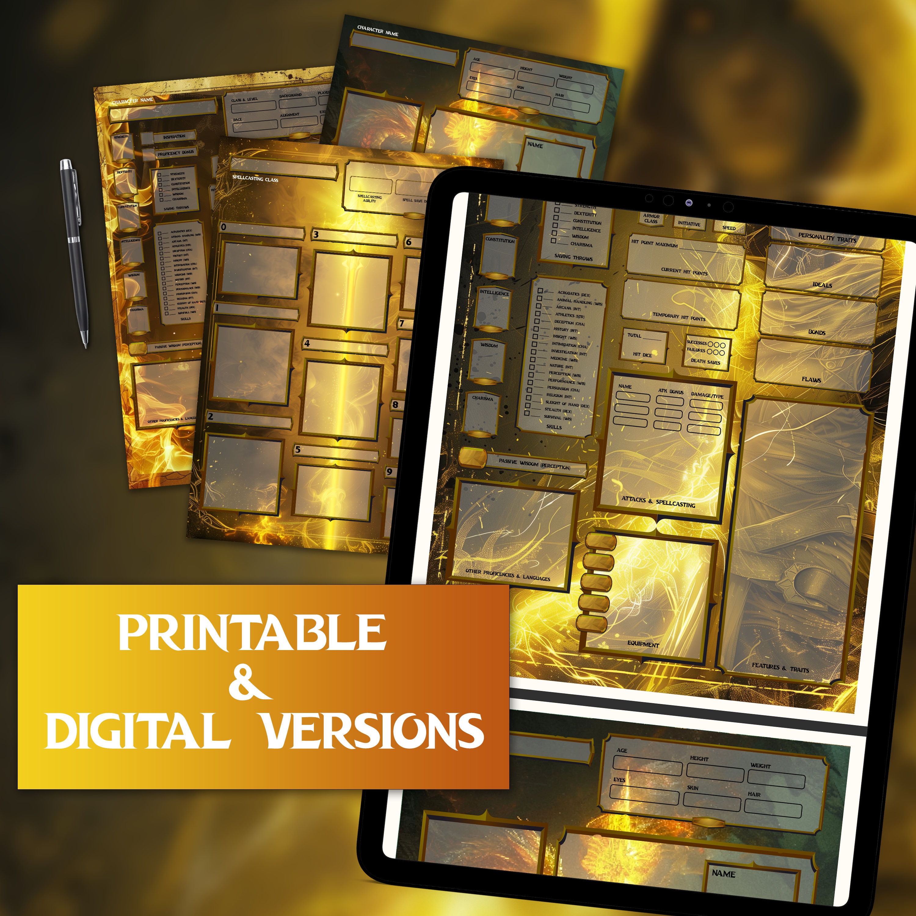 Dnd 5E Sorcerer Character Sheet Digital Download, Dungeons and Dragons ...