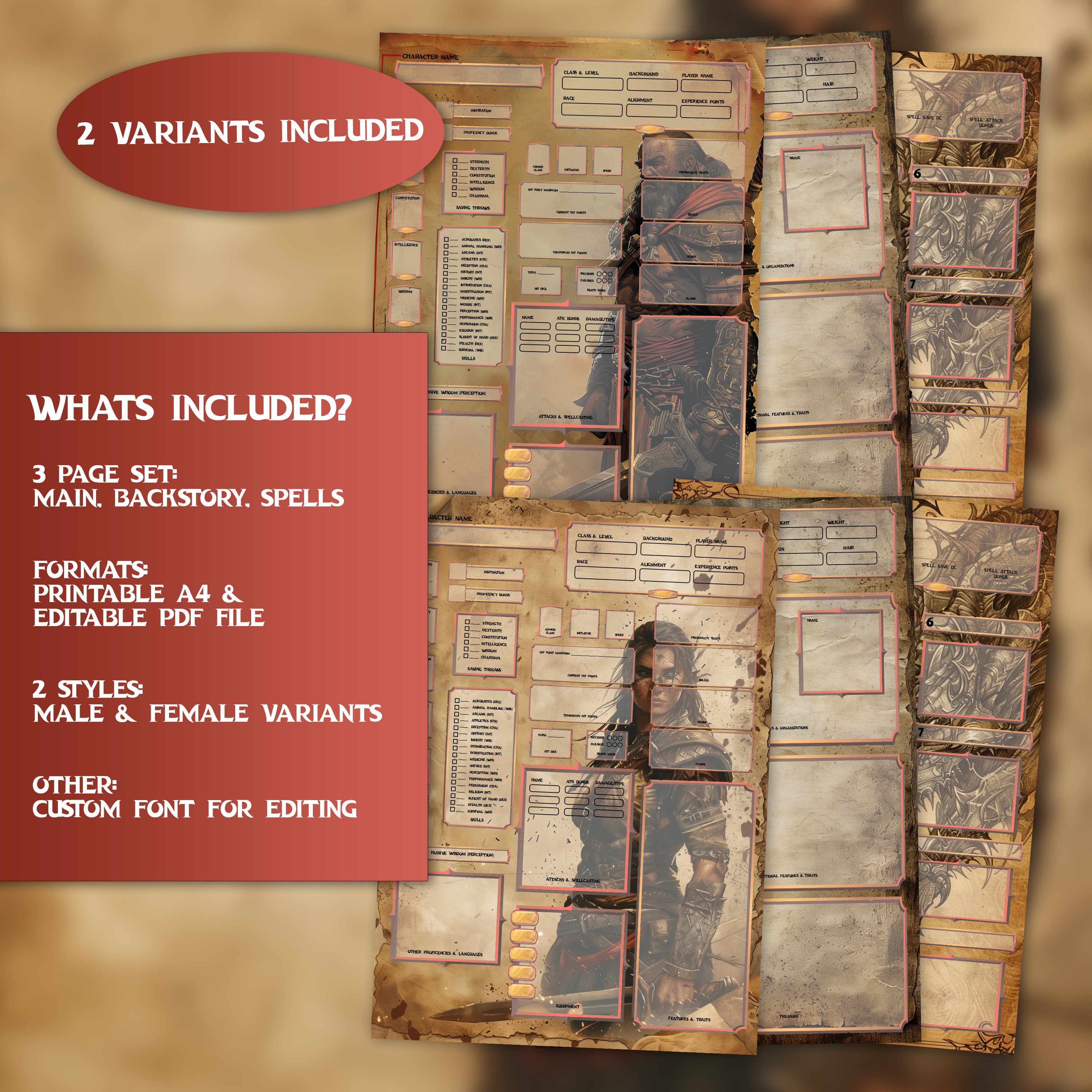 Dnd 5E Barbarian Character Sheet Digital Download, Dungeons and Dragons ...