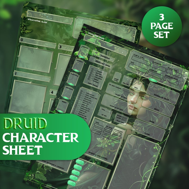 D&D 5e Character Sheet PDF Bundle – 5 Magic-themed Sheets | Wizard ...