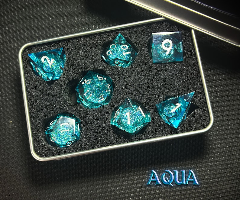 Quicksand Jade Green Dice, Liquid Core Dnd Dice, Handmade Liquid Core ...