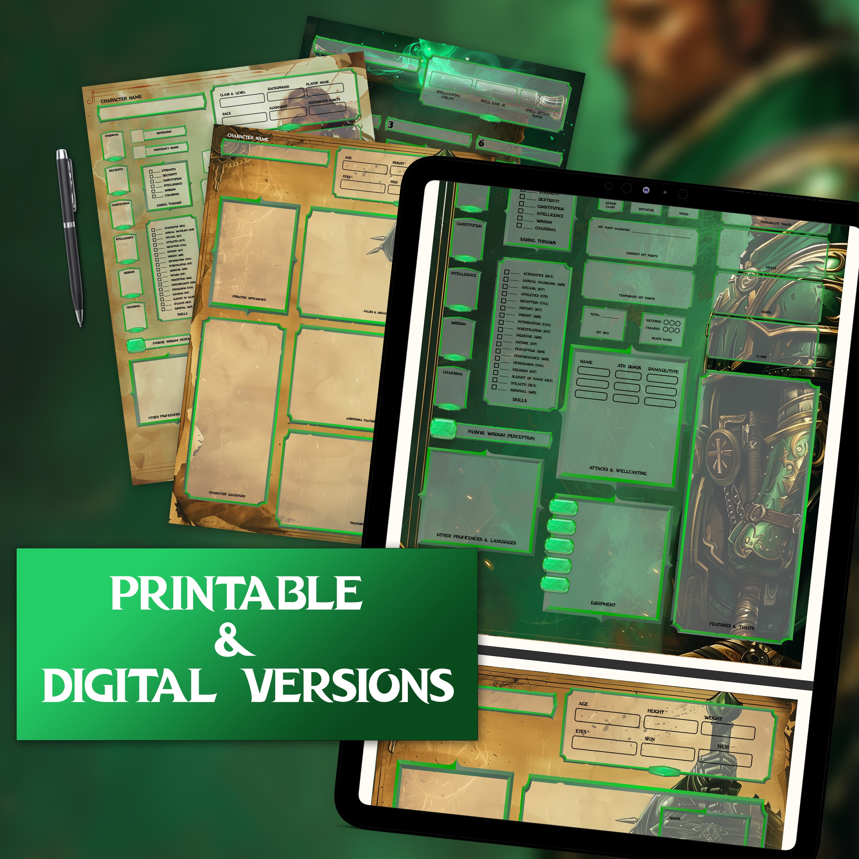 Dnd 5E Cleric Character Sheet Digital Download, Dungeons and Dragons ...