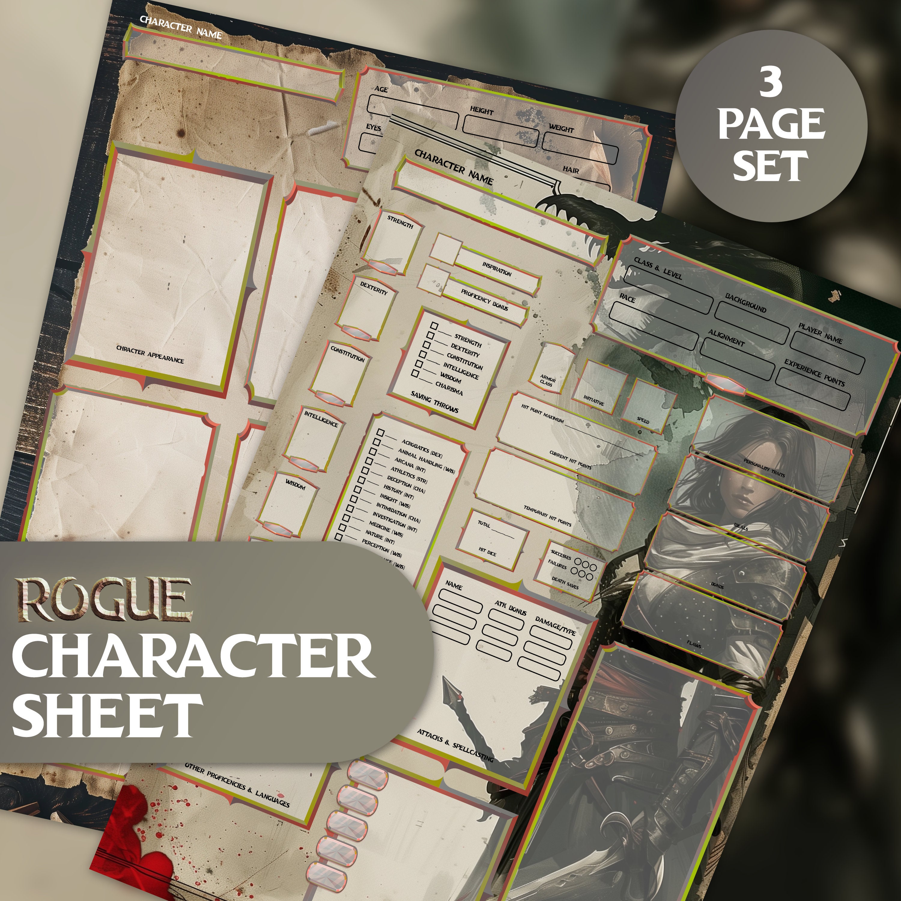 Dnd 5E Agile Set of X4 Character Sheet, Digital Download, Dungeons and ...