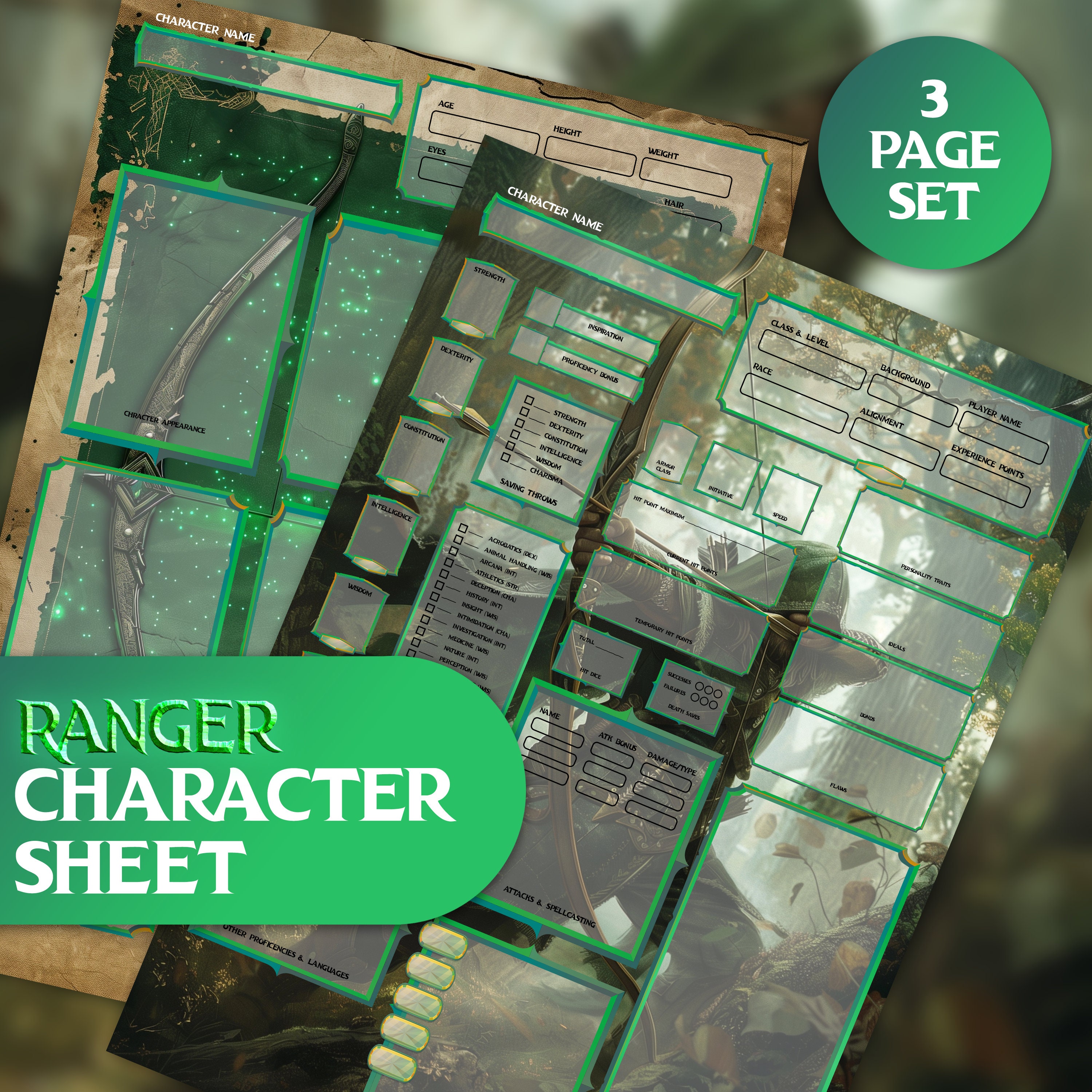 Dnd 5E Agile Set of X4 Character Sheet, Digital Download, Dungeons and ...