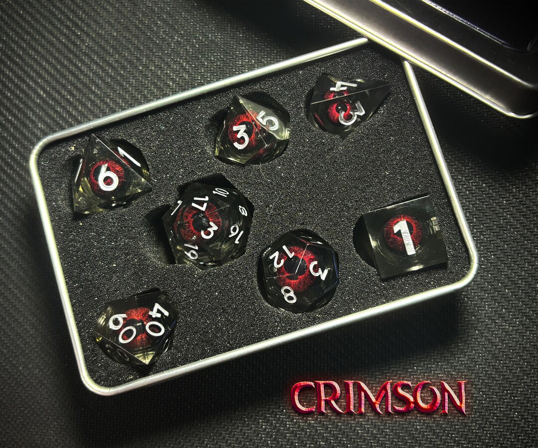 Dragon's Eye Crimson Core Dice, Liquid Core Dnd Dice, Handmade Liquid ...