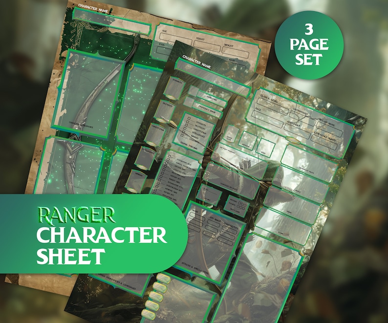 Dnd 5E Ranger Character Sheet Digital Download, Dungeons and Dragons ...