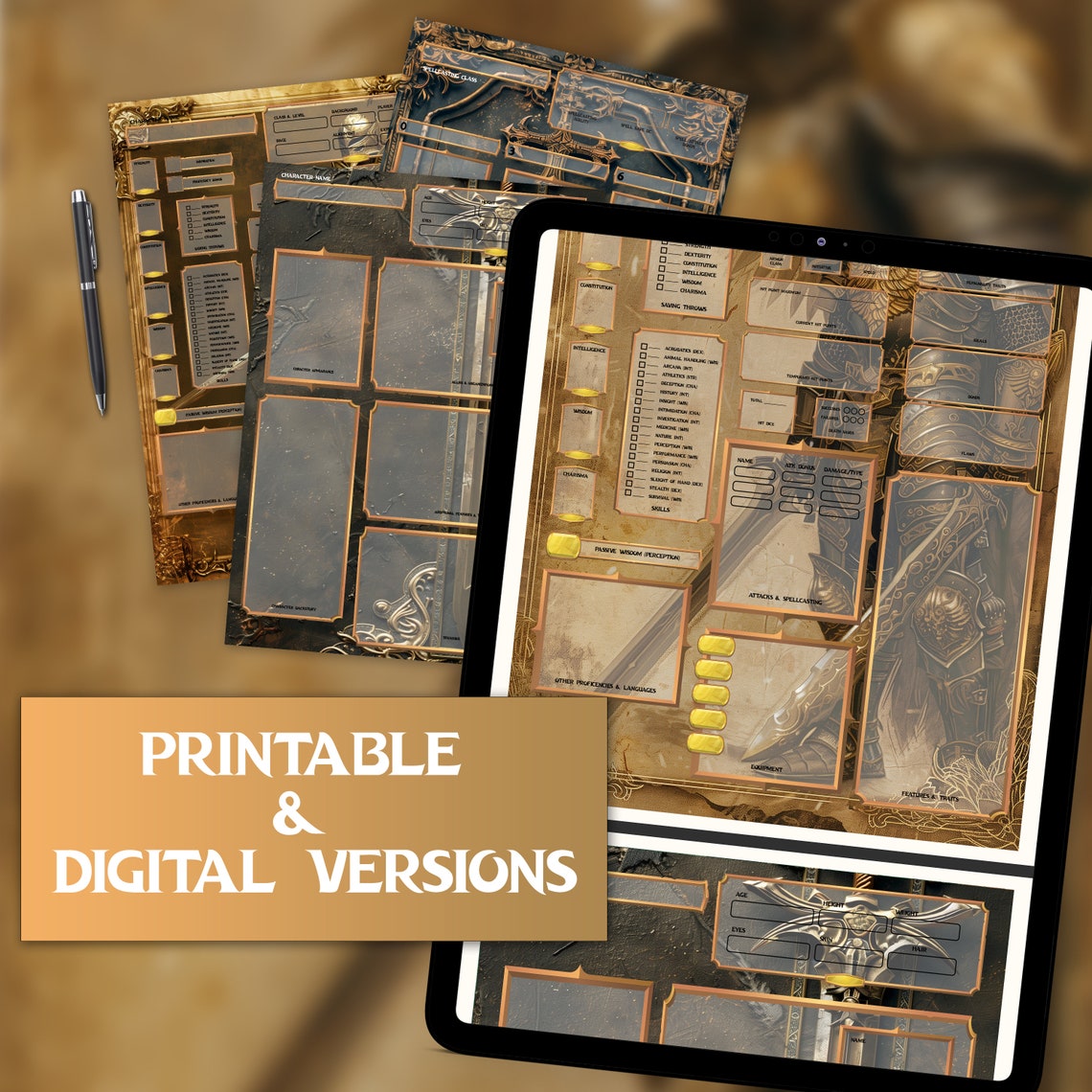 Dnd 5E Paladin Character Sheet Digital Download, Dungeons and Dragons ...