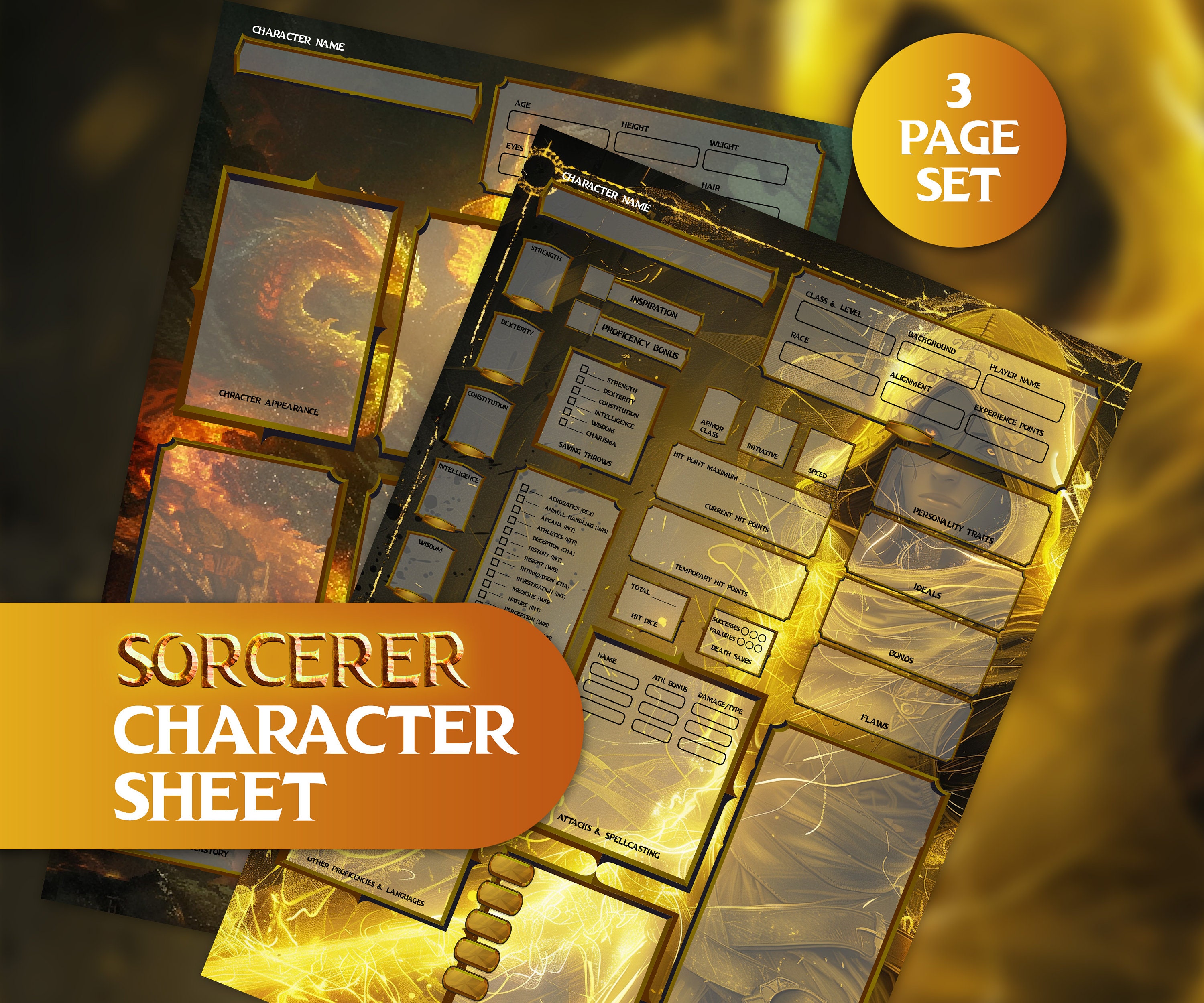 Dnd 5E Sorcerer Character Sheet Digital Download, Dungeons and Dragons ...
