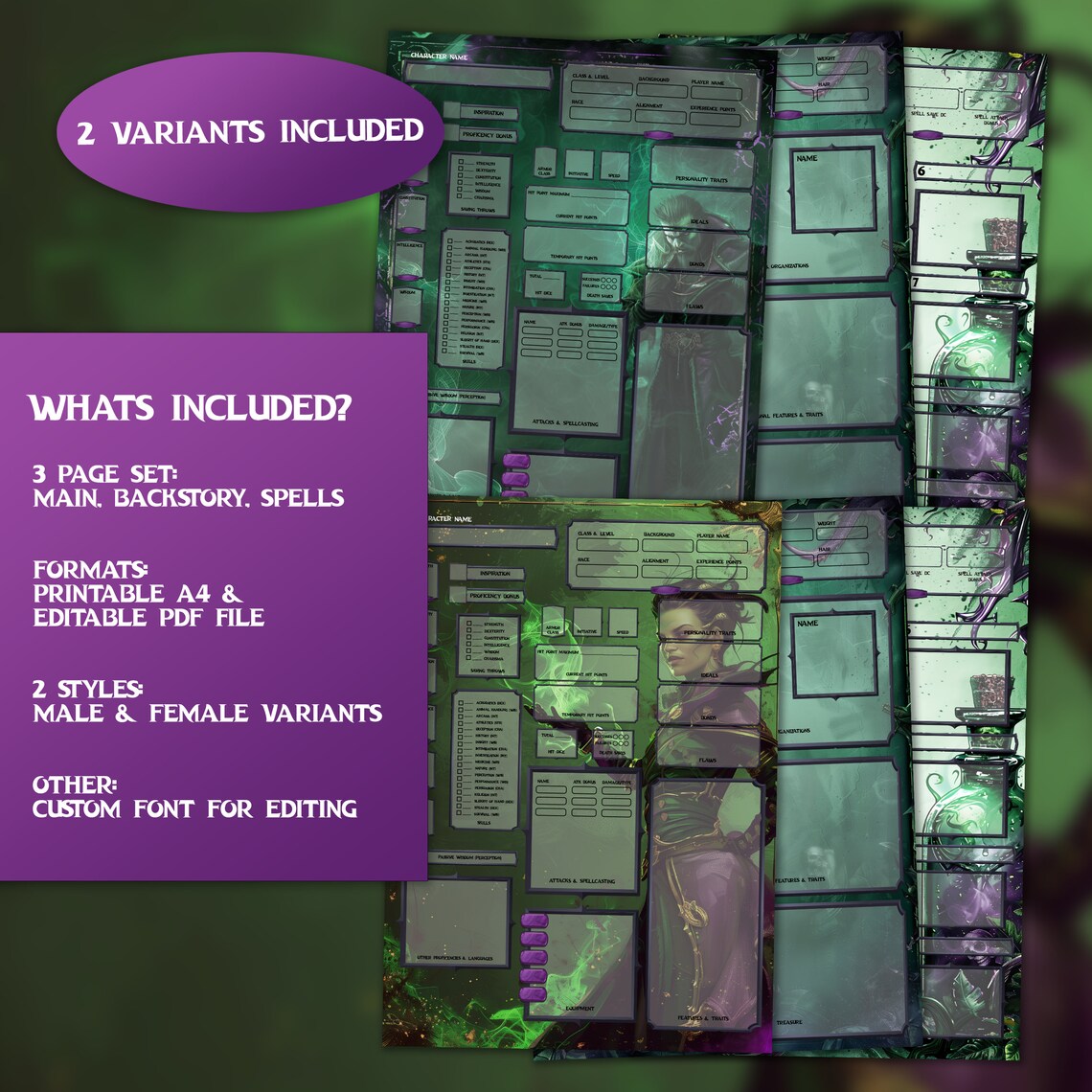 Dnd 5E Warlock Character Sheet Digital Download, Dungeons and Dragons ...