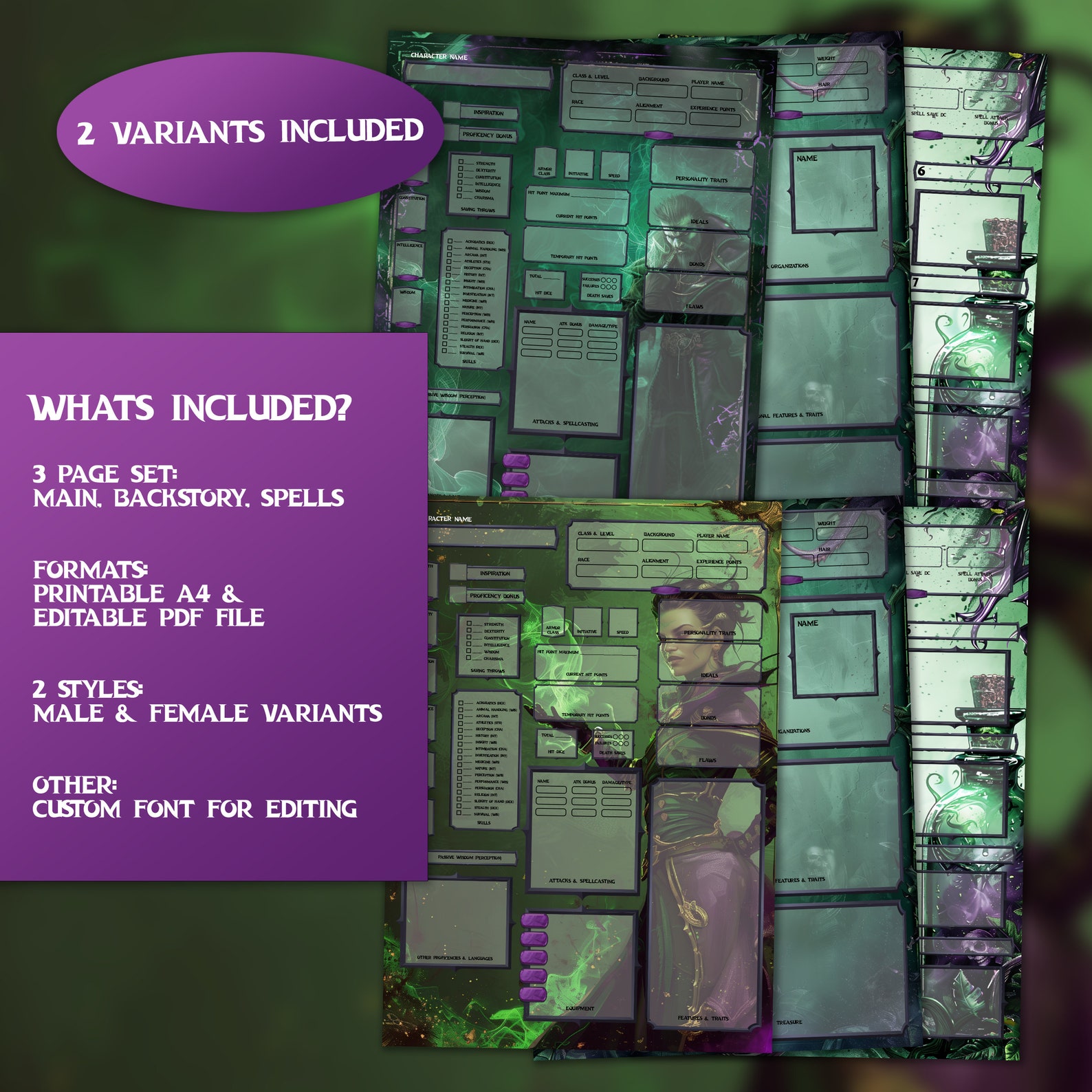 Dnd 5E Warlock Character Sheet Digital Download, Dungeons and Dragons ...