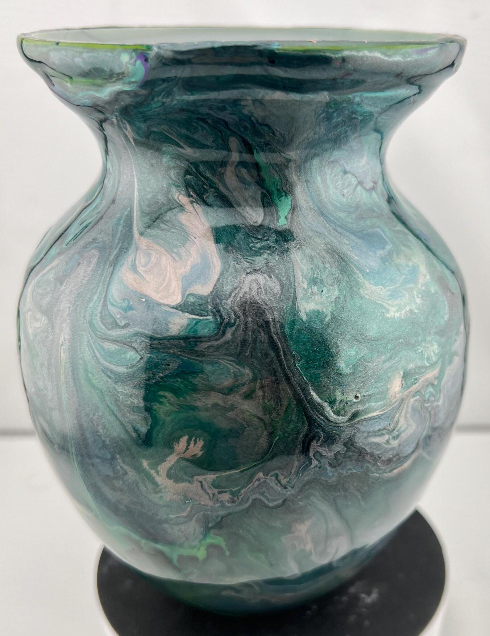 Flower Vase, Glass Vase, Unique Combination of Colors, Greens and Multi ...