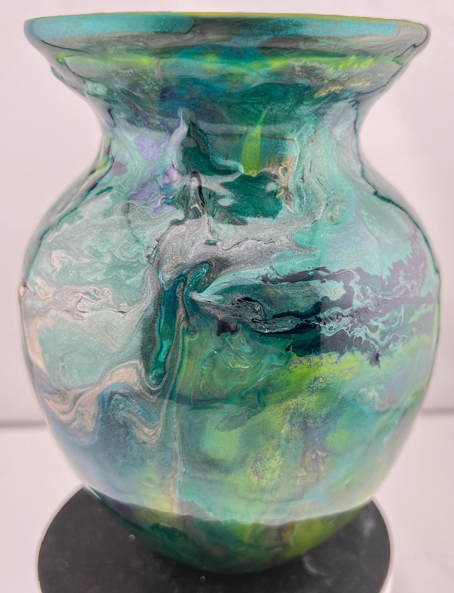 Flower Vase, Glass Vase, Unique Combination of Colors, Greens and Multi ...