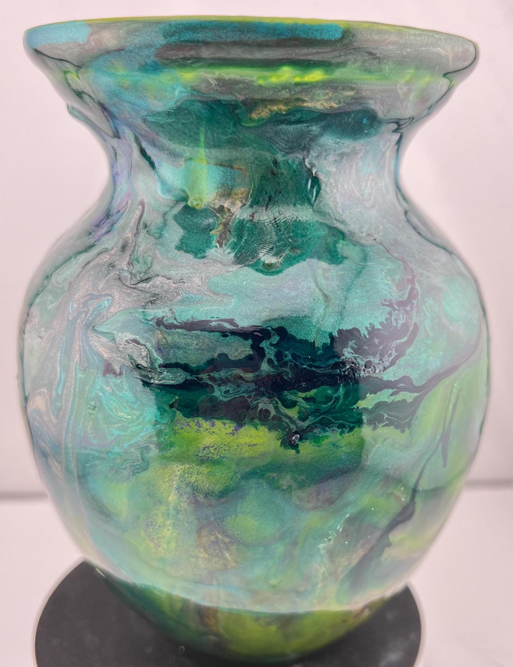 Flower Vase, Glass Vase, Unique Combination of Colors, Greens and Multi ...
