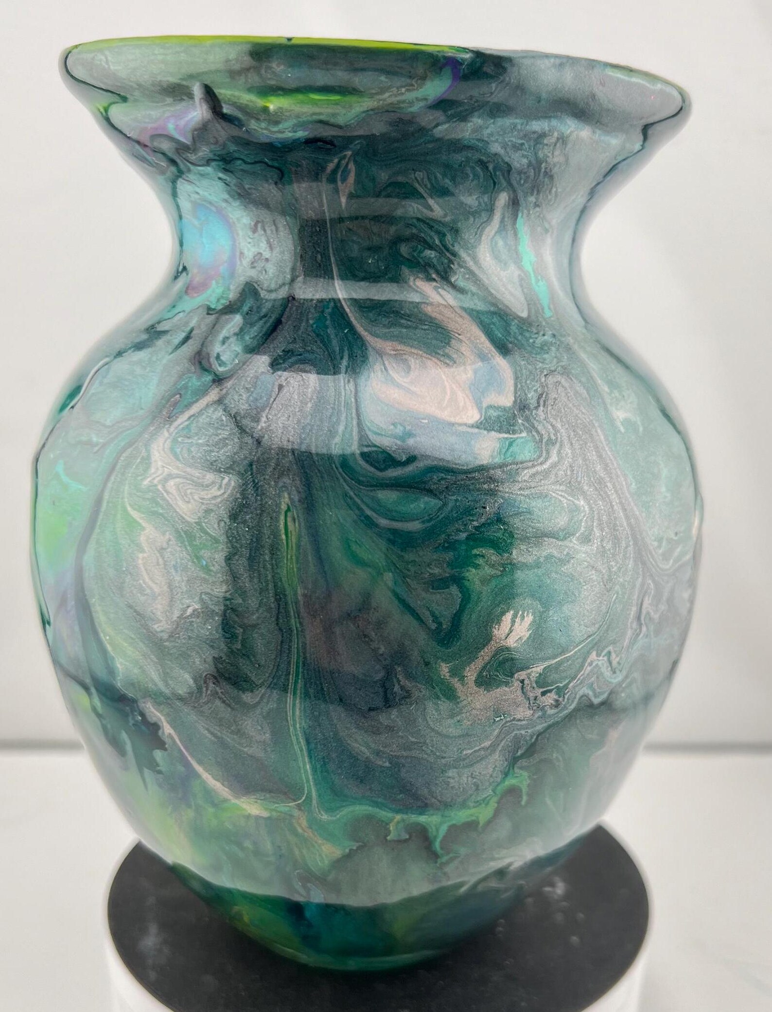 Flower Vase, Glass Vase, Unique Combination of Colors, Greens and Multi ...