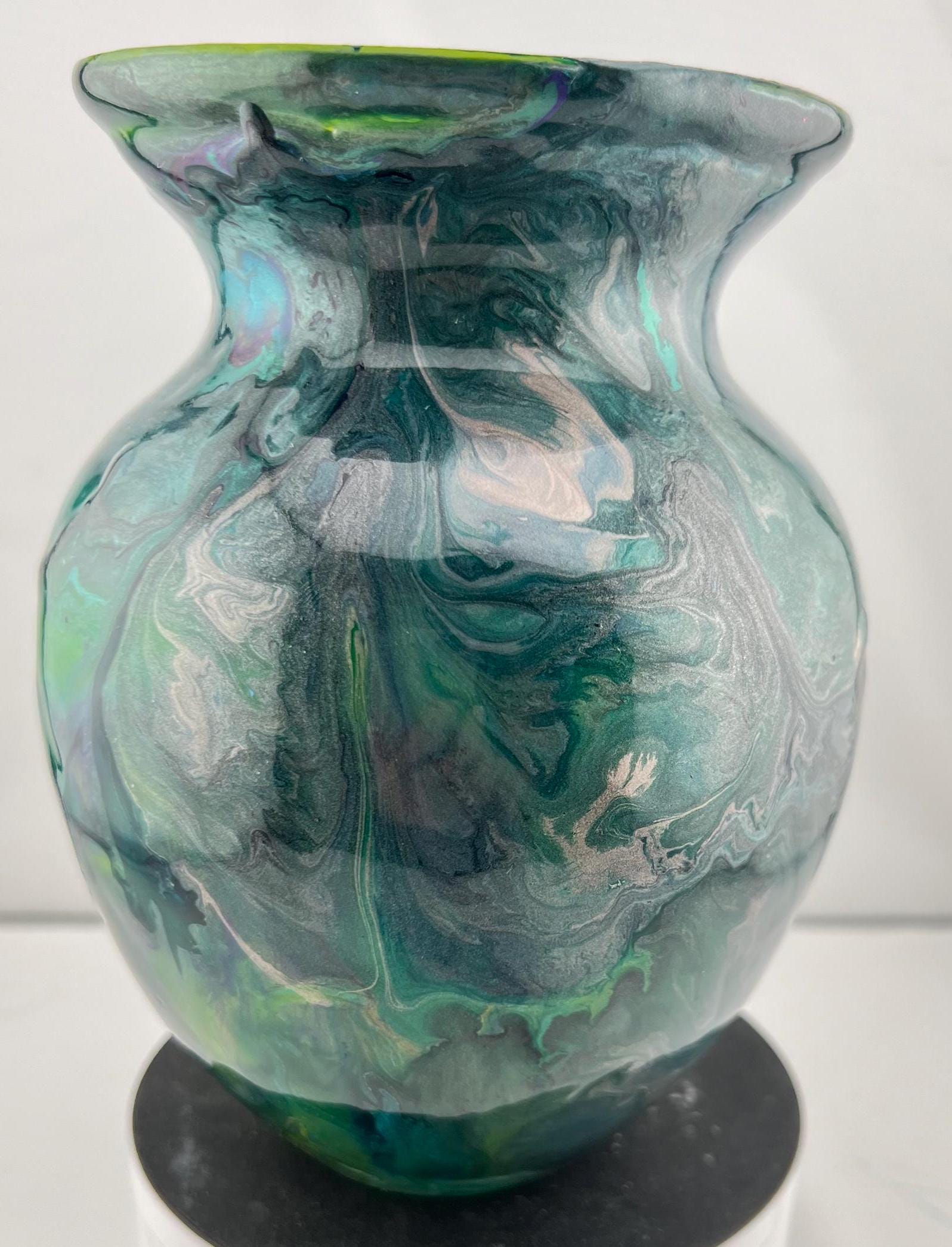 Flower Vase, Glass Vase, Unique Combination of Colors, Greens and Multi ...