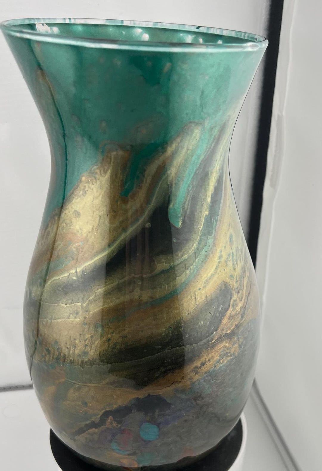 Hand-painted Resin Flower Vase, Earthy Jewel Tones, UV Protected - Etsy