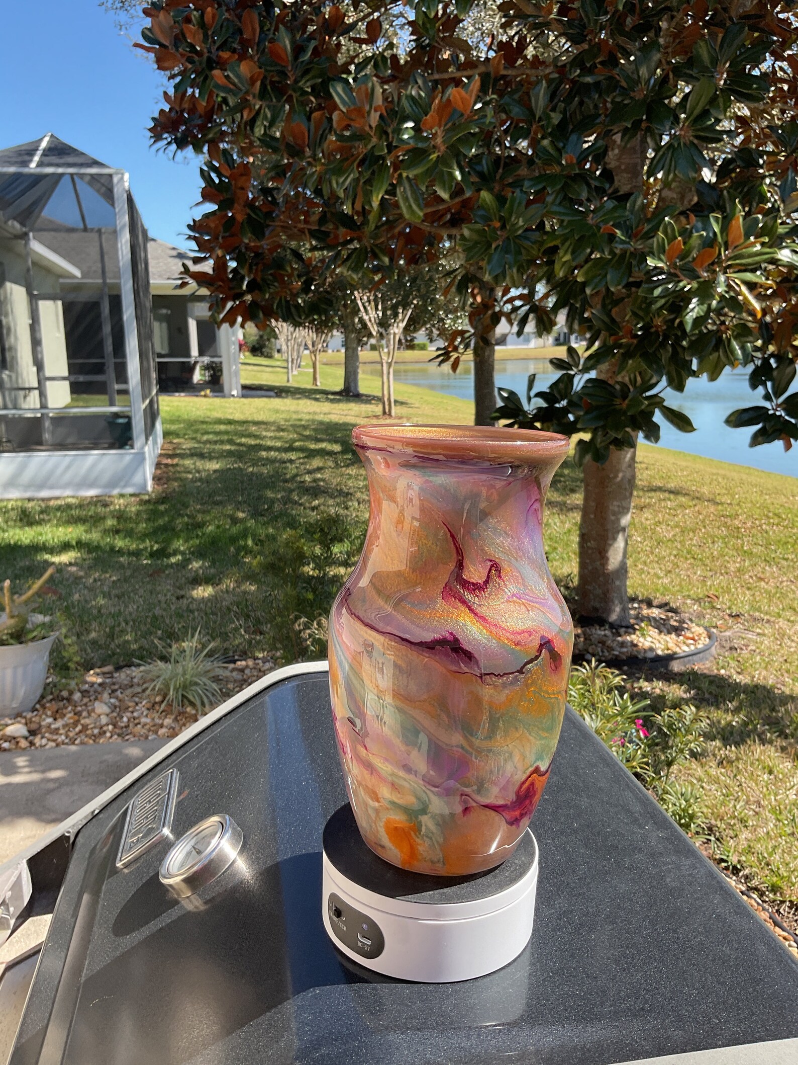 Hand Painted Geode Style Medium Large Vase Study in Earth Tones Made ...