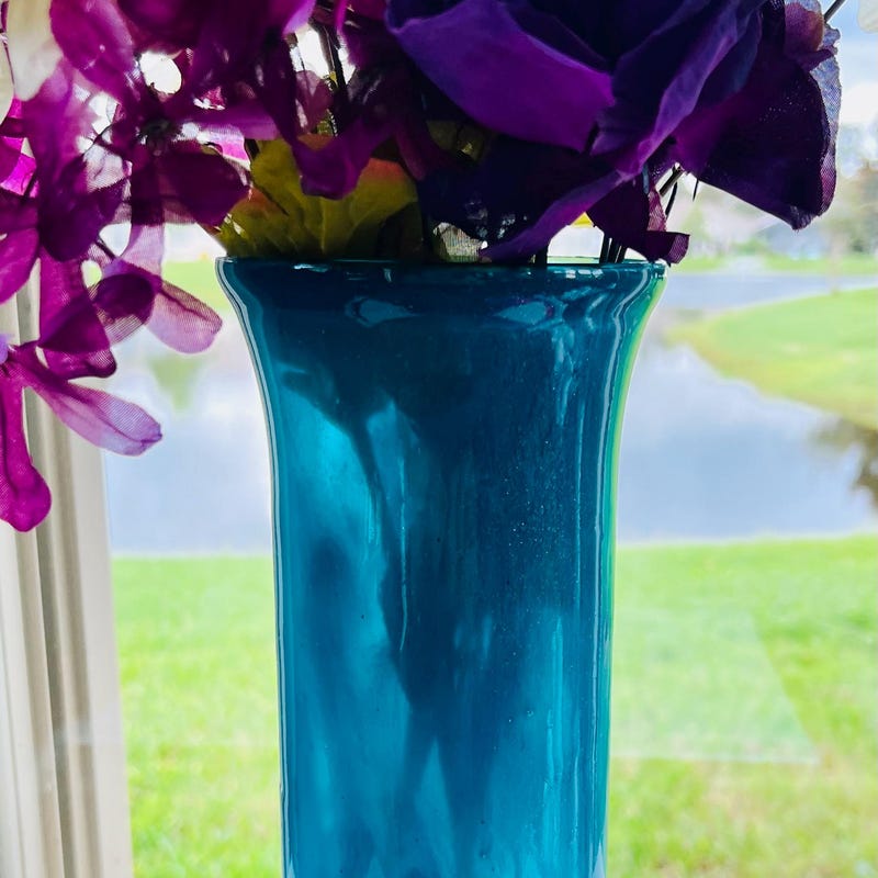 Teal Flower Vase - Etsy