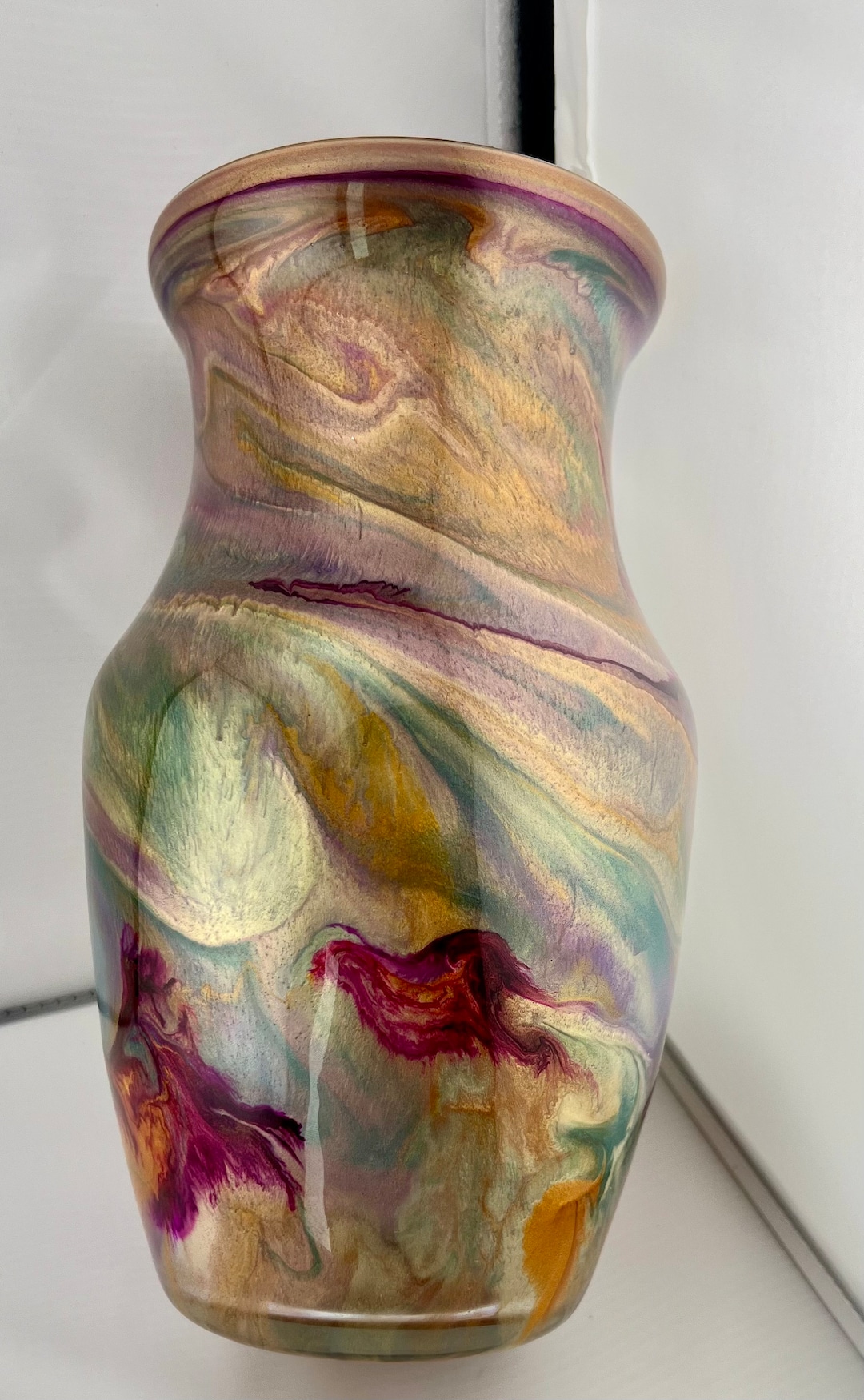 Hand Painted Geode Style Medium Large Vase Study in Earth Tones Made ...