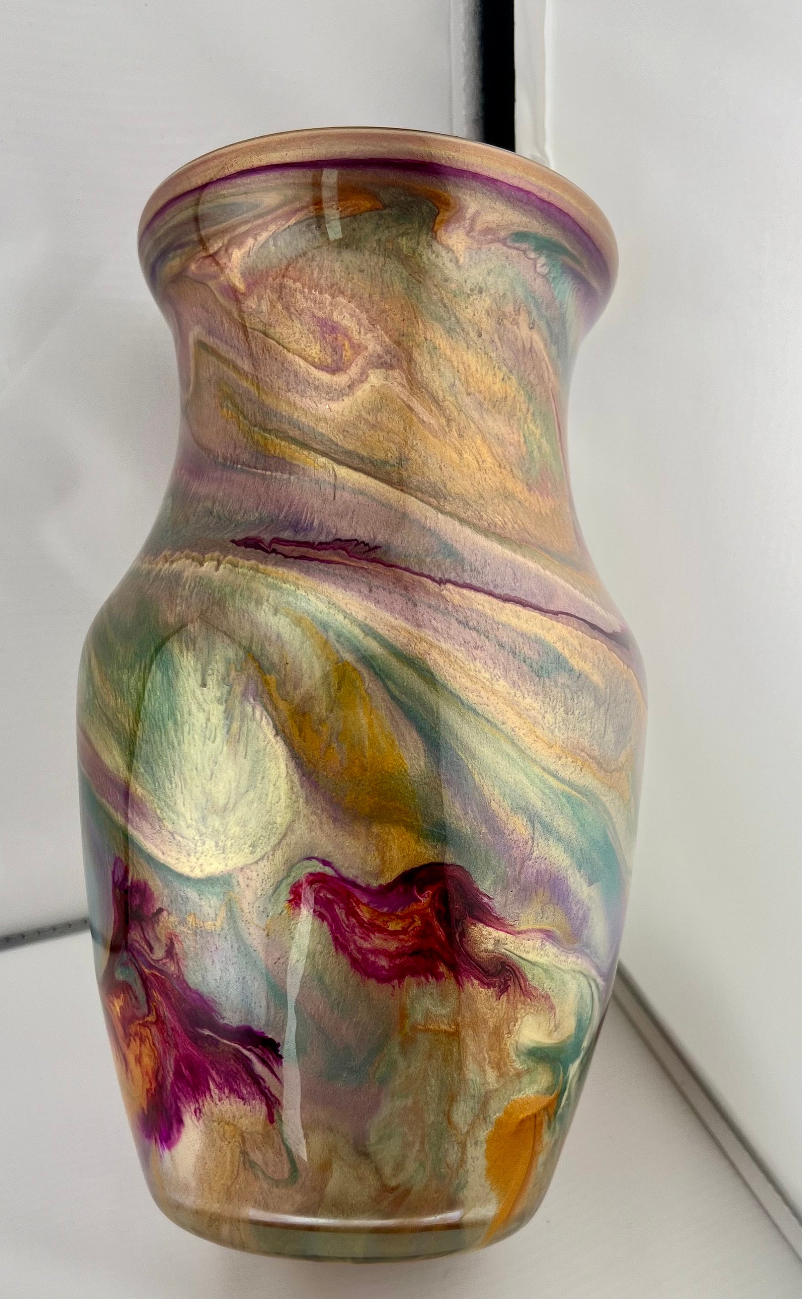 Hand Painted Geode Style Medium Large Vase Study in Earth Tones Made ...