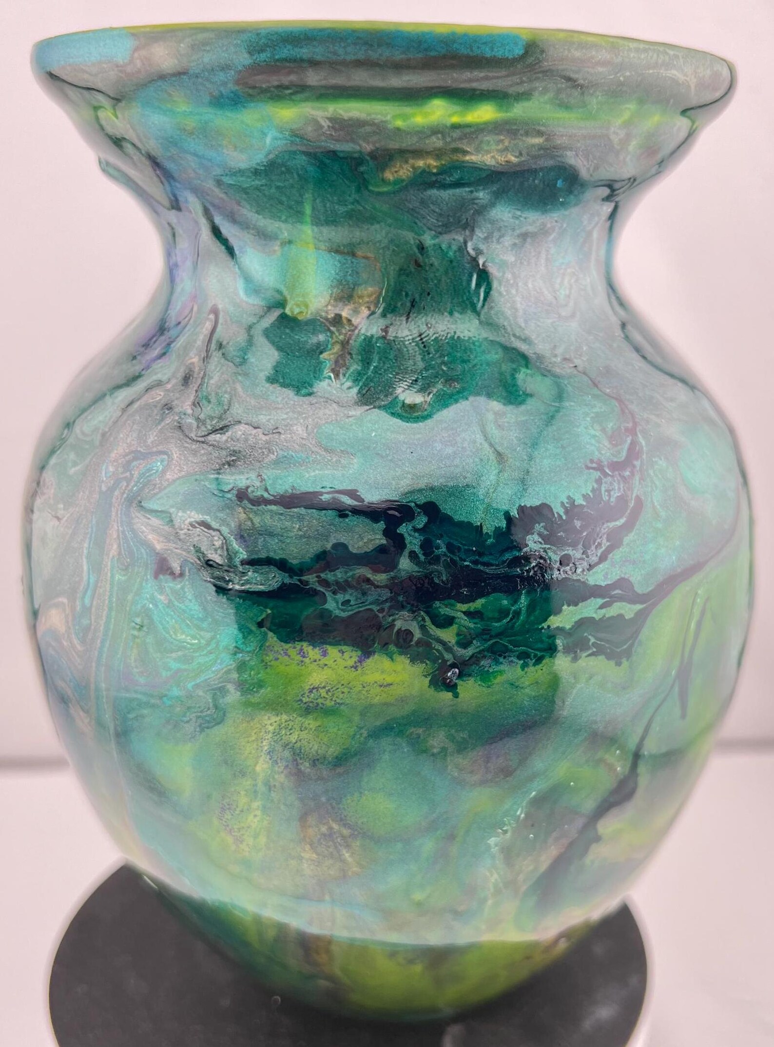 Flower Vase, Glass Vase, Unique Combination of Colors, Greens and Multi ...