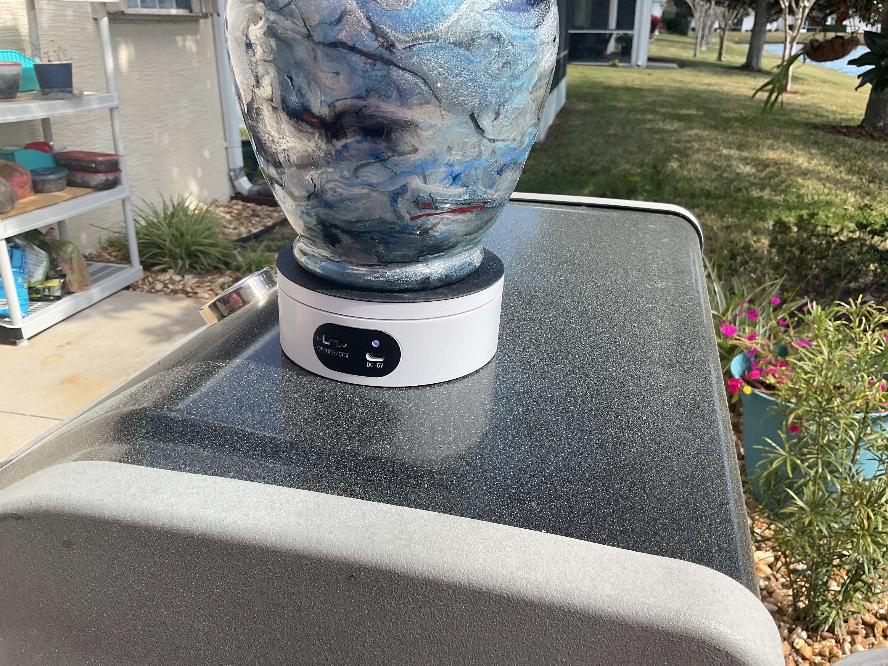 Vase, Vases, Resin, Blue Beauty, Decor, Hand Painted, Geodes Style ...