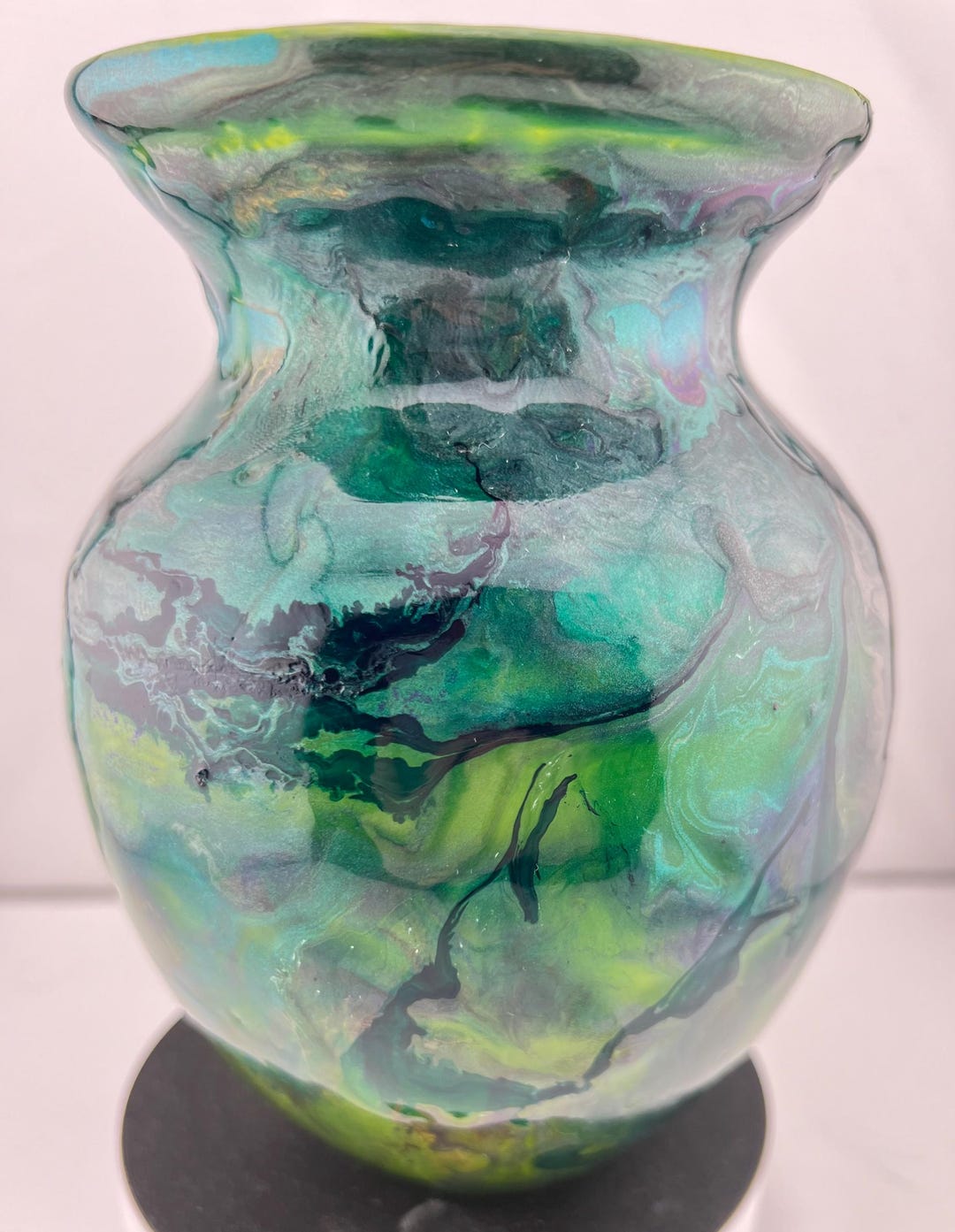 Flower Vase, Glass Vase, Unique Combination of Colors, Greens and Multi ...
