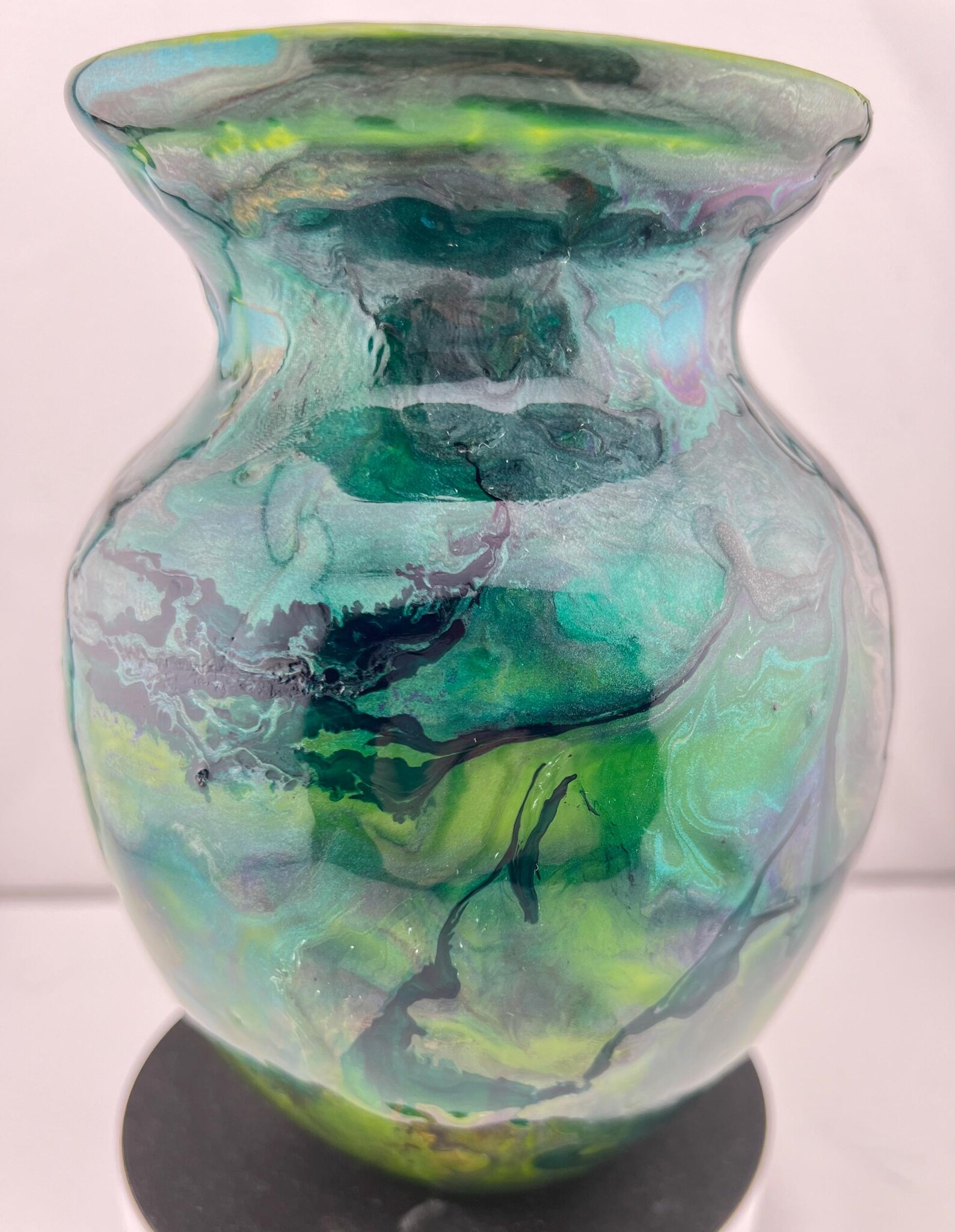 Flower Vase, Glass Vase, Unique Combination of Colors, Greens and Multi ...